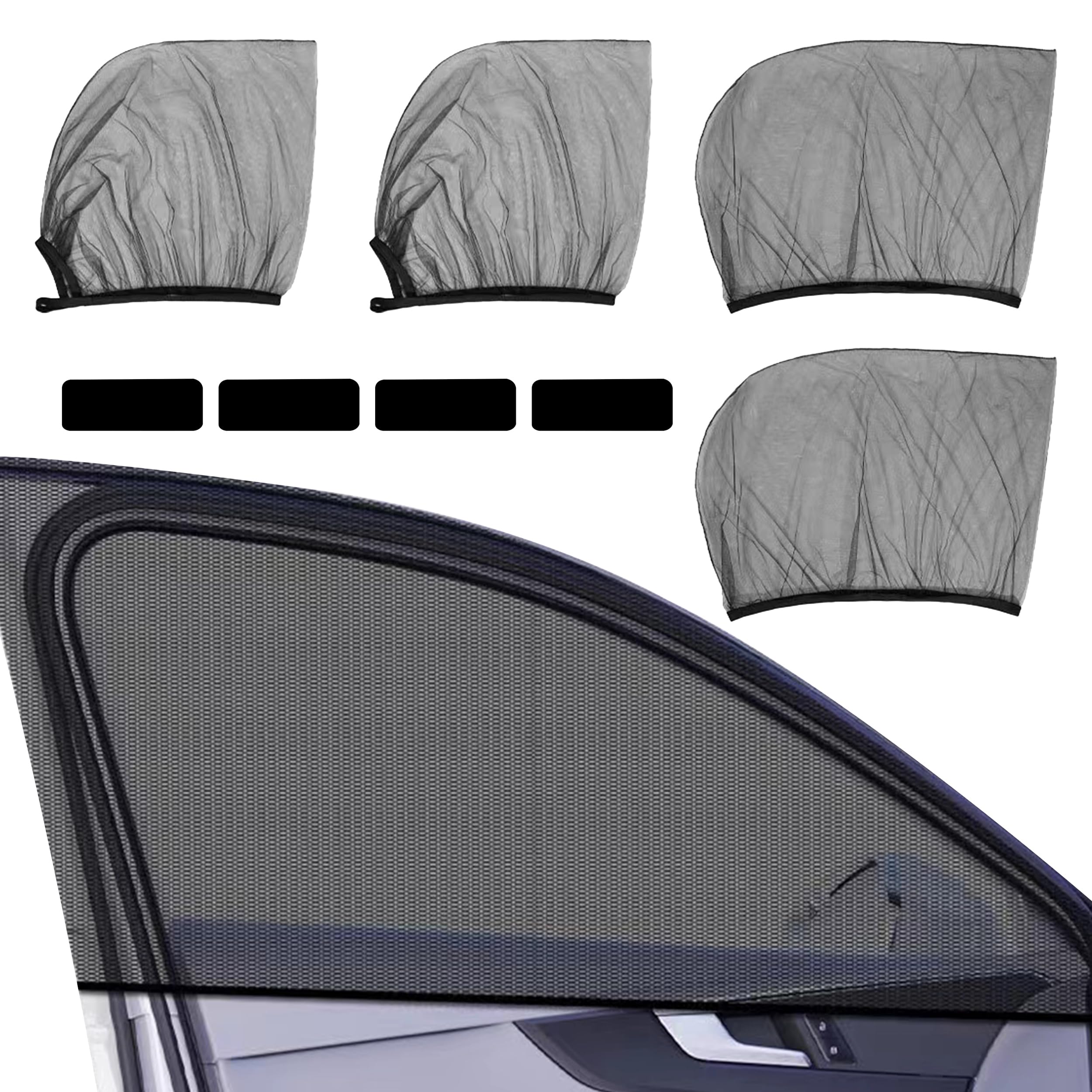 4 Pack Car Window Sun Shades, Stretchy Car Window Screen for Rear Front ...