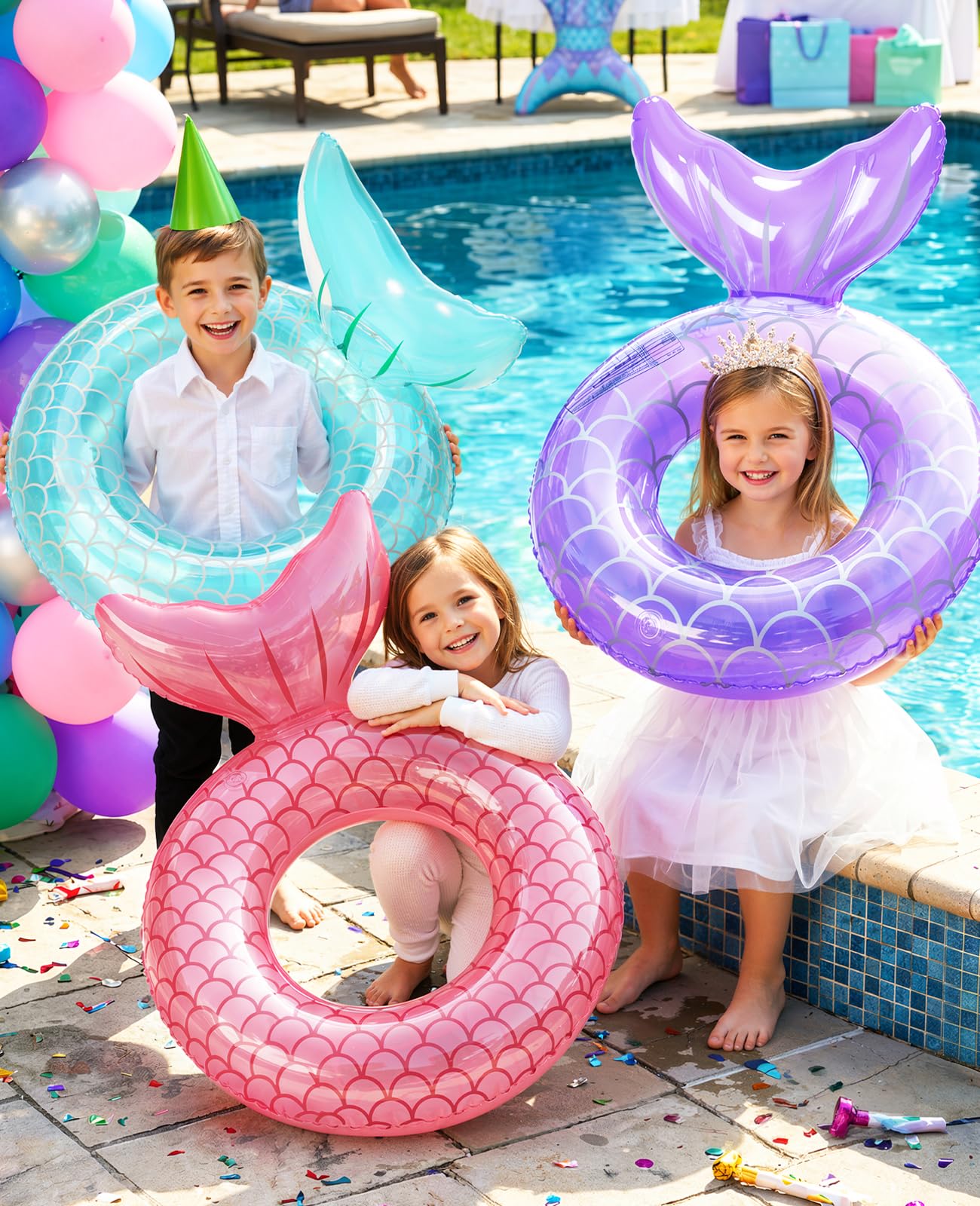 Snapklik.com : Pool Floats Kids, Inflatable Swimming Ring Mermaid Tail ...