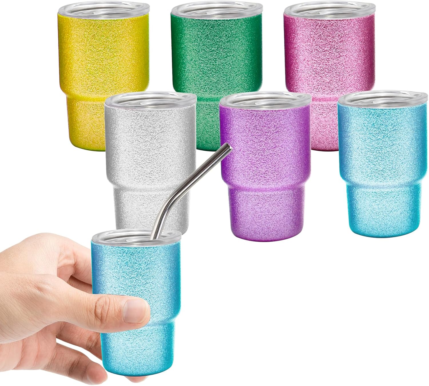 Amazon.com | 3 oz Mini Tumbler Shot Glass with Straw Cute Shot Glasses ...