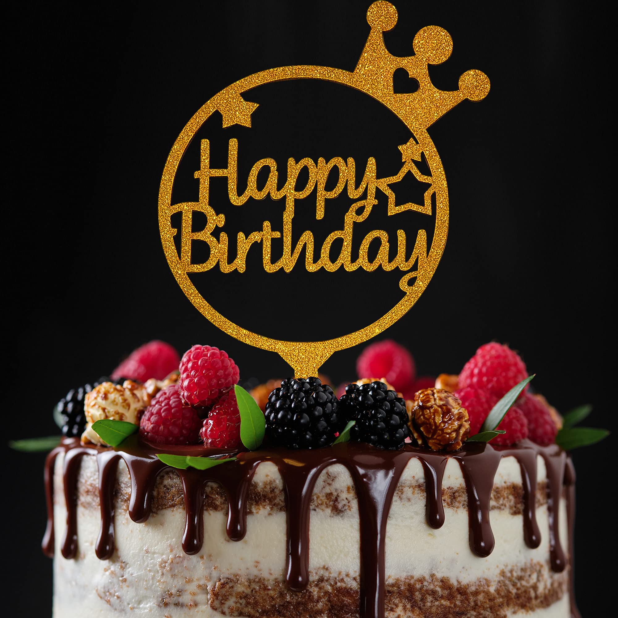 Buy Celebration Thing Birthday Cake Toppers - Royal Gold Happy Birthday ...