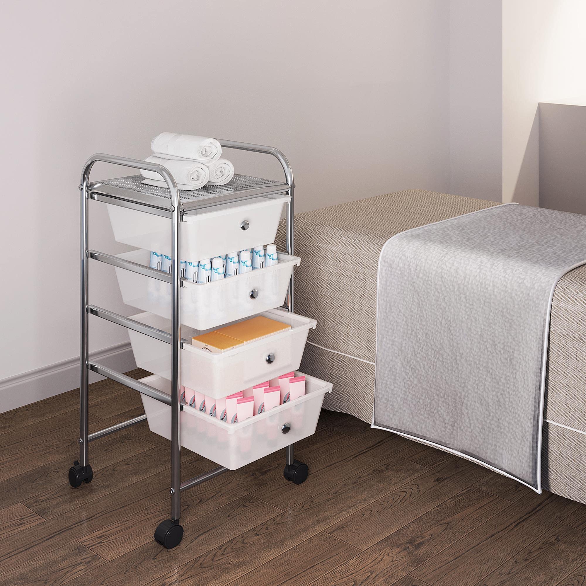 Snapklik.com : Yaheetech 4 Drawers Rolling Plastic Storage Cart Metal ...