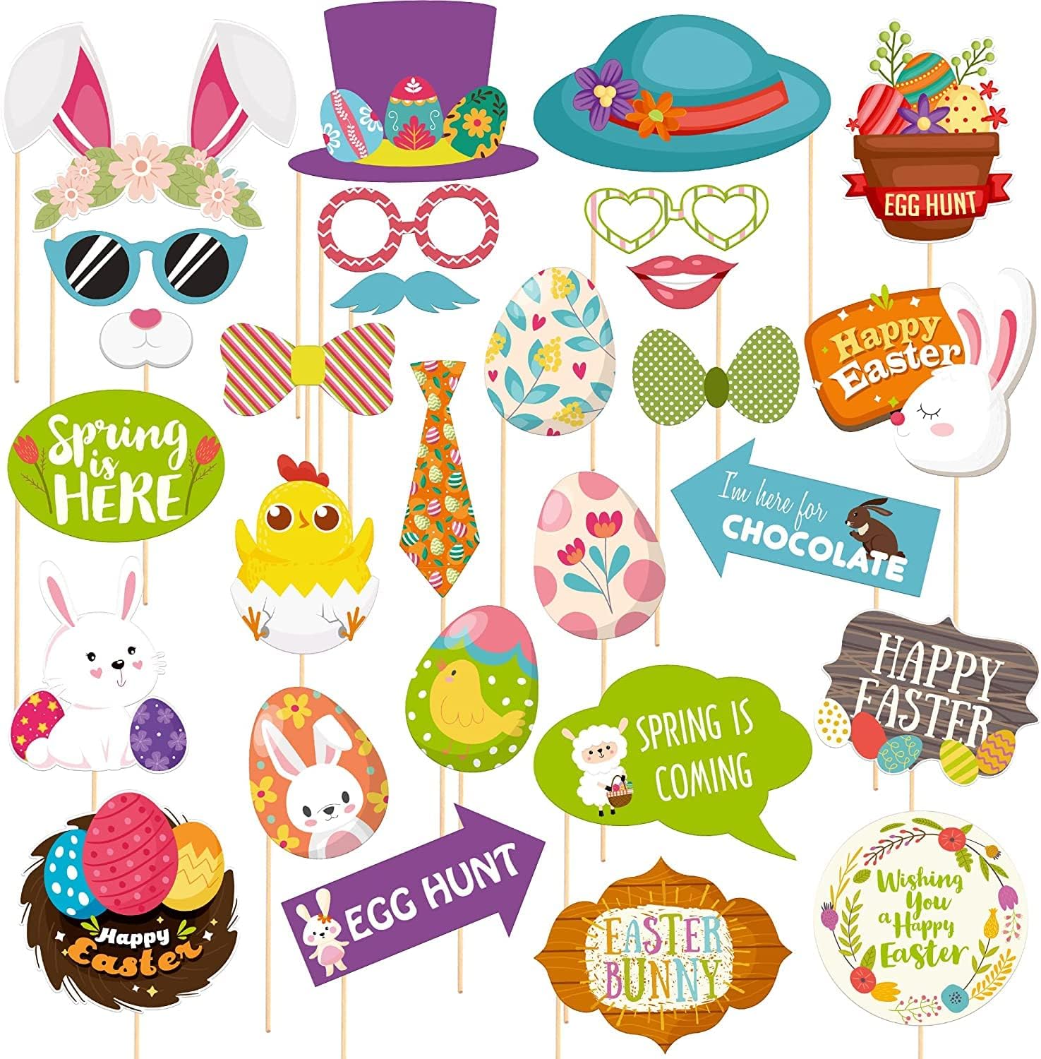 Amazon.com: Easter Photo Props Easter Bunny Chick Photo Booth Props ...