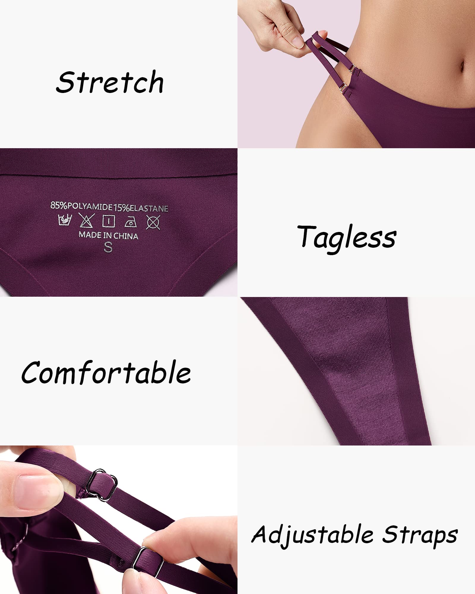 Snapklik.com : SHARICCA Adjustable Waistband G-String Thongs Seamless ...