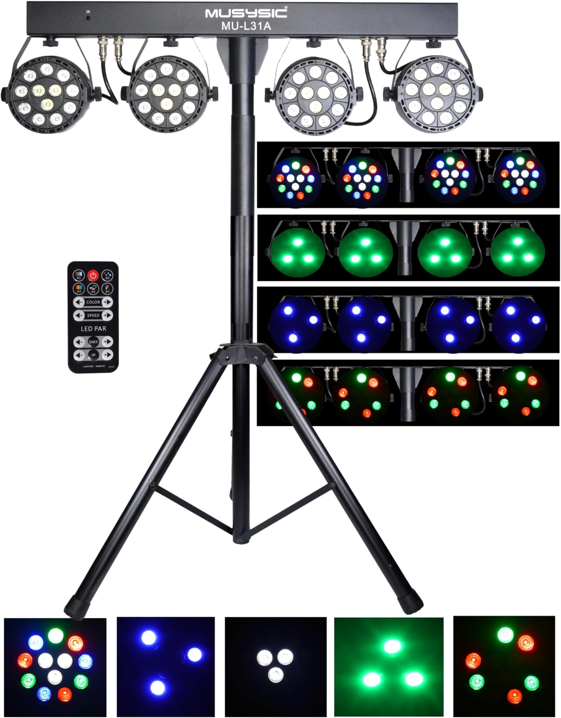 Amazon.com: Chauvet DJ 4BAR Flex Q RGBA LED Wash System with 4 Lights ...