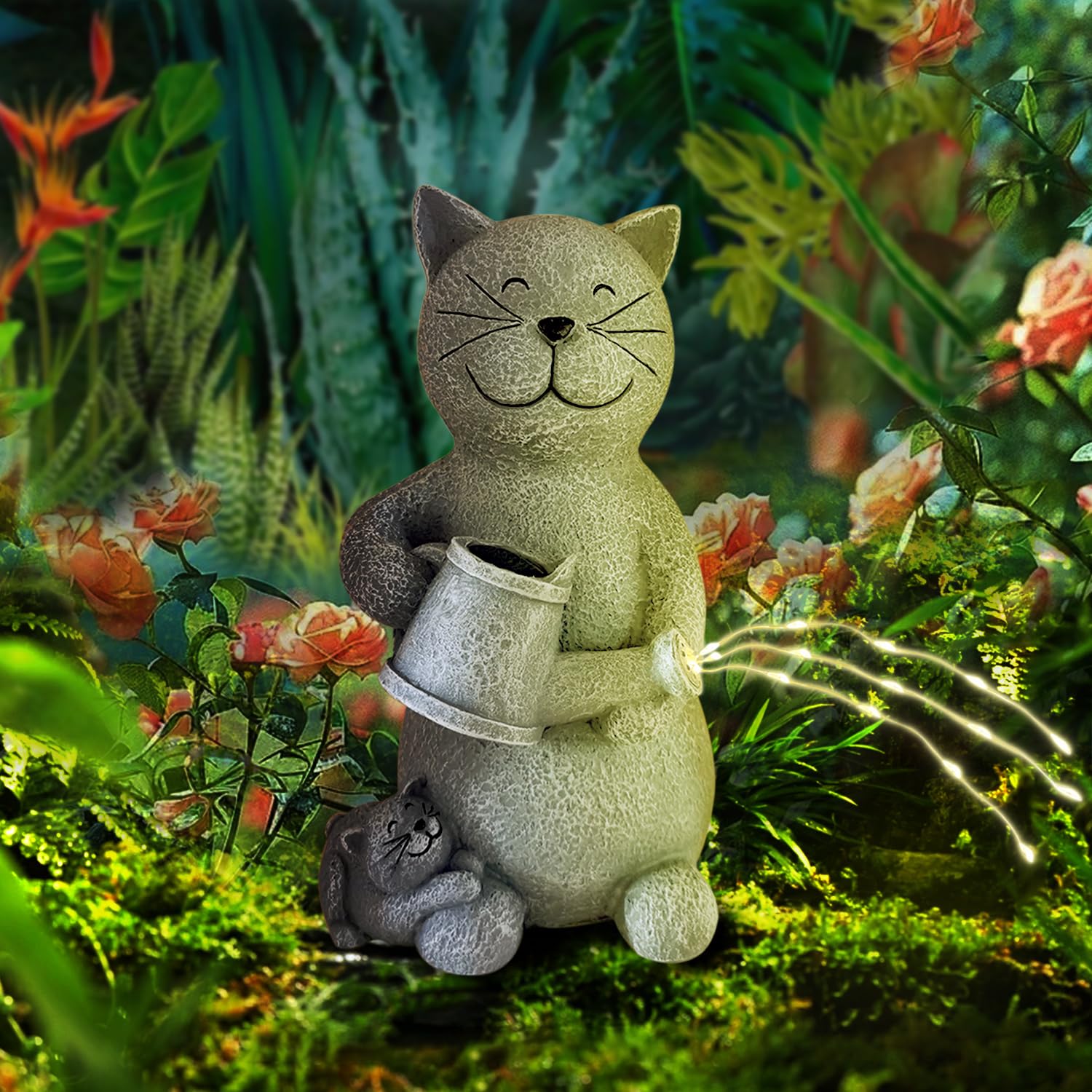 Amazon.com: CHENCHUCHIN Solar Cat Outdoor Statue and Figurine Lights ...