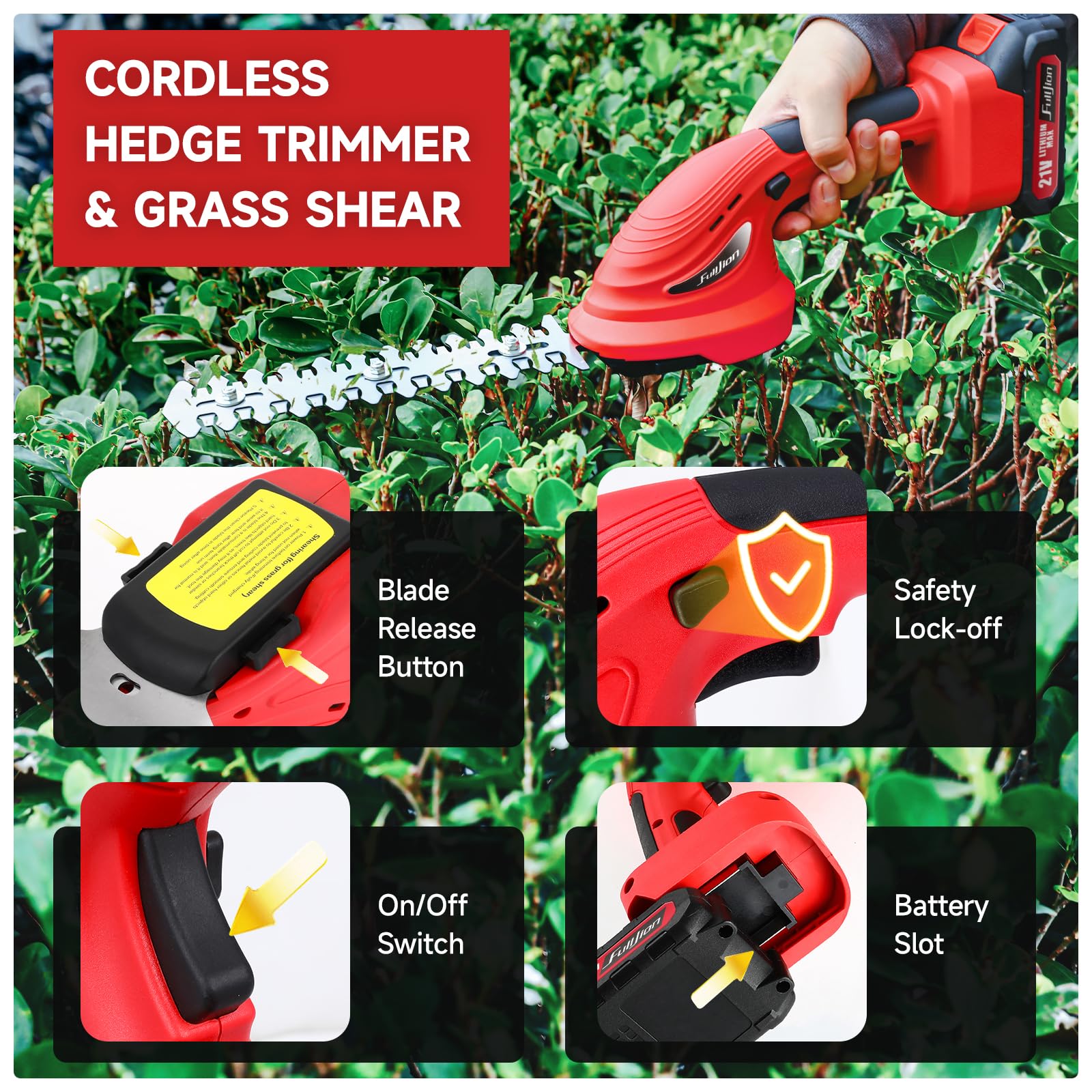 Snapklik.com : Hedge Trimmer Cordless2 In 1 Electric Shrub Trimmer ...