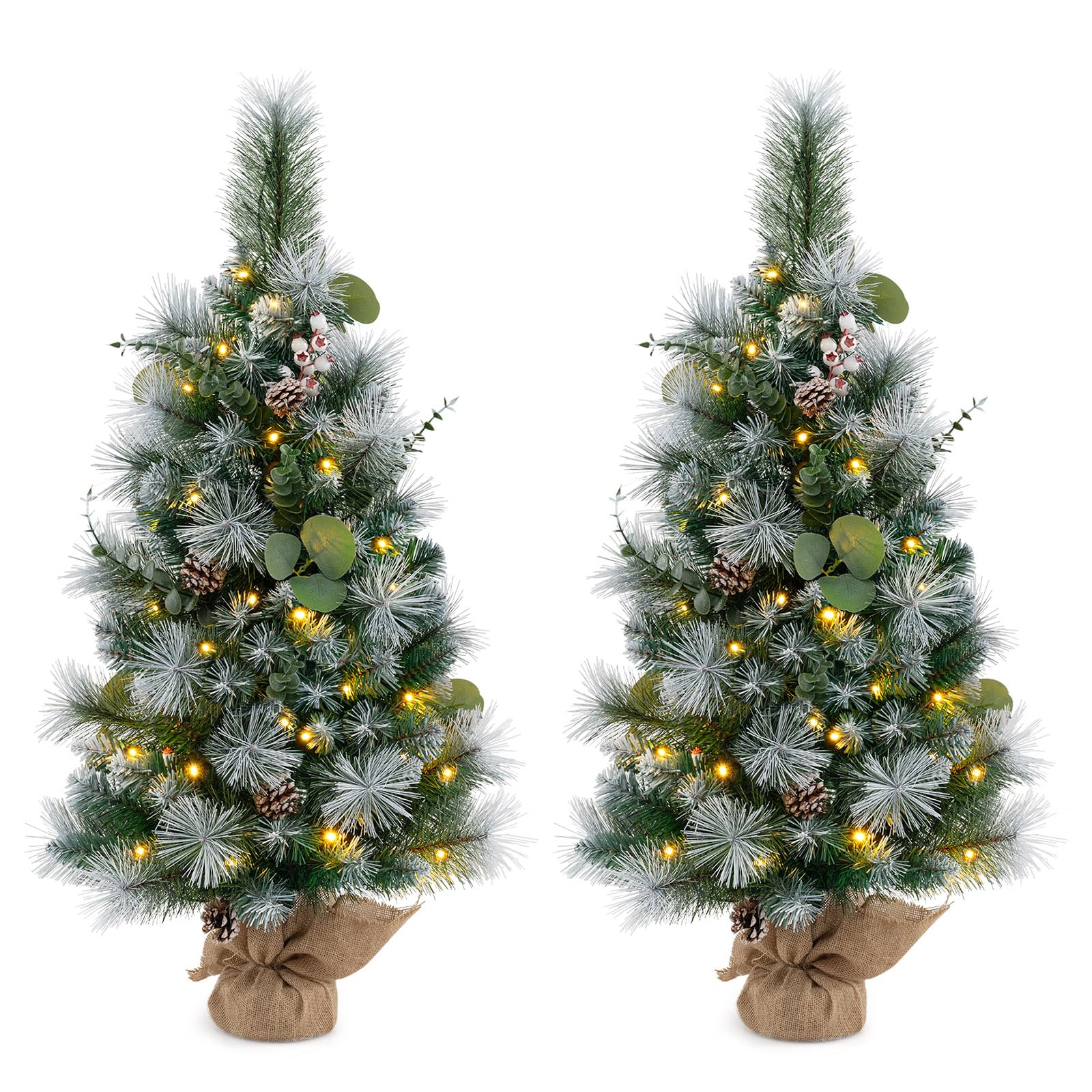 Amazon.com: Goplus 3ft Pre-Lit Mini Tabletop Christmas Tree, 2 Pack ...