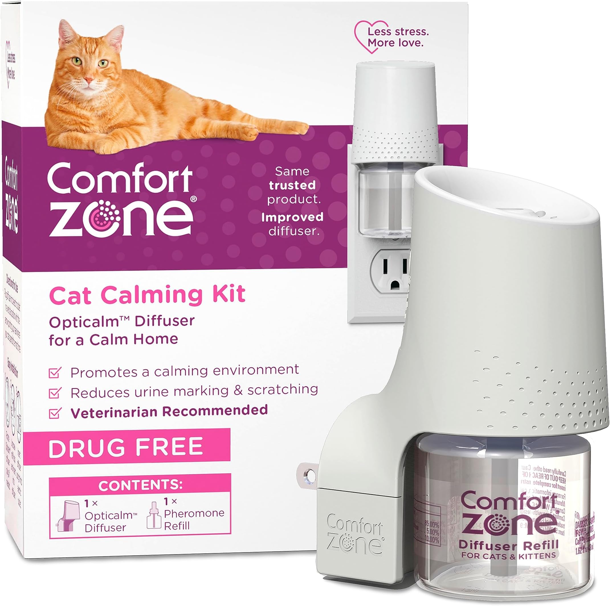 Comfort Zone Cat Calming Diffuser: 1 Pheromone Diffuser & 1 Refill (30 ...