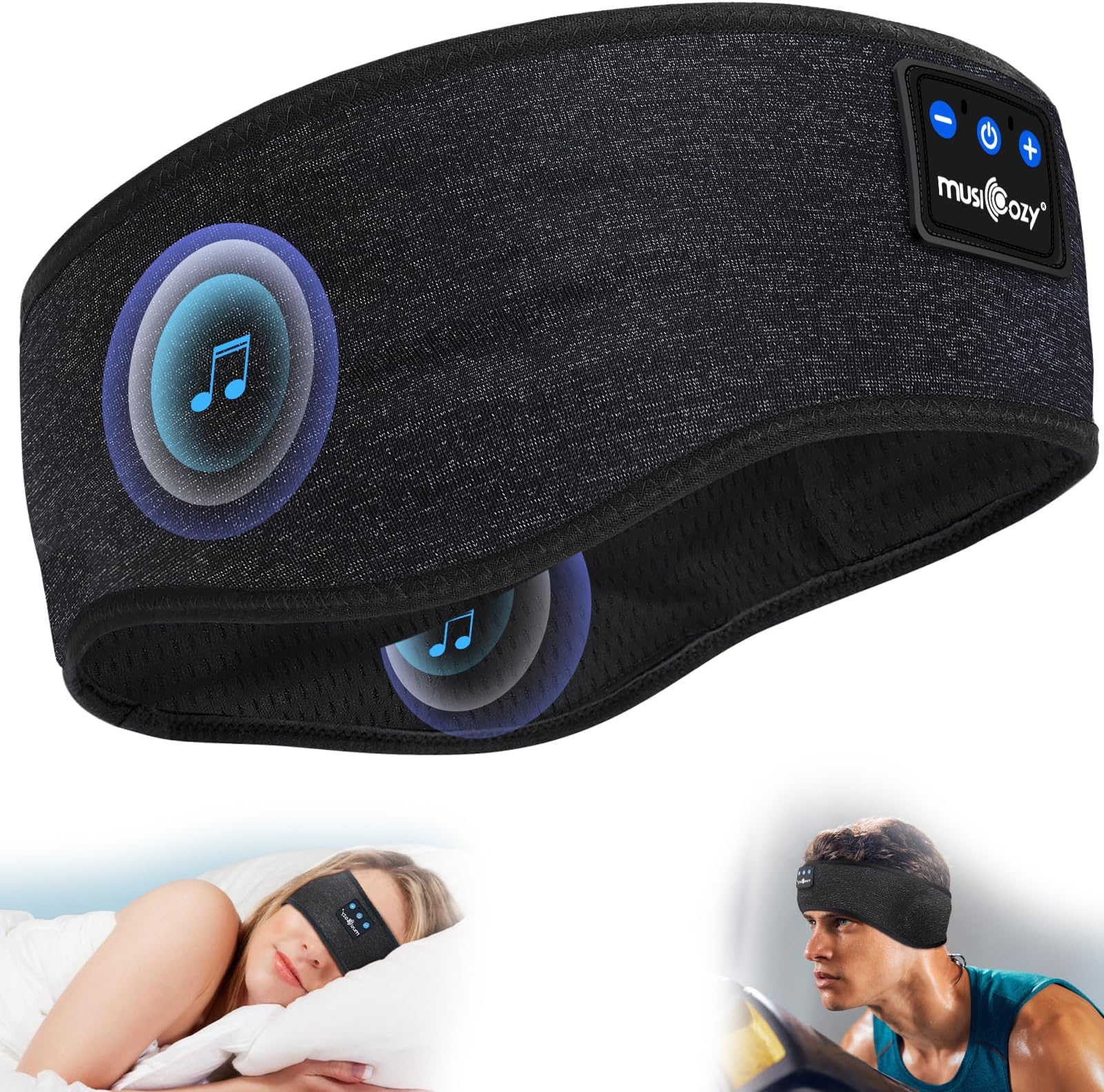 MUSICOZY Sleep Headphones Headband Bluetooth Soft Headphones for ...