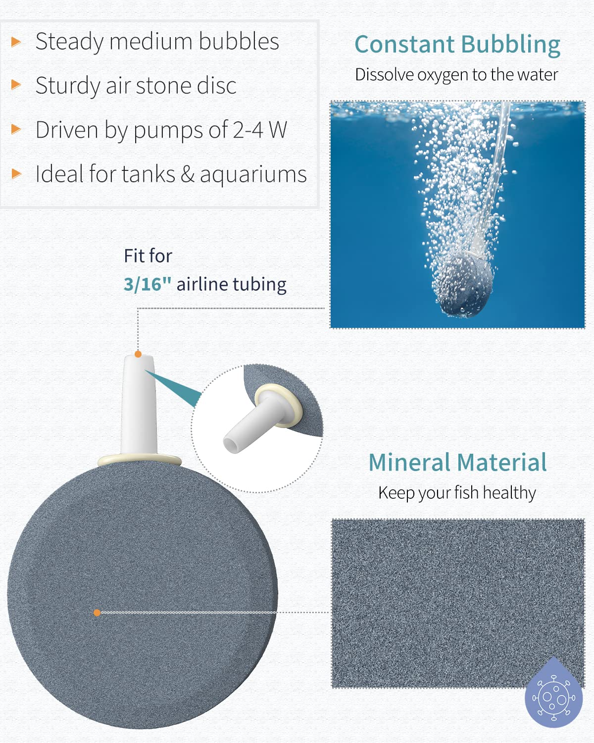 Snapklik.com : Aquarium Air Stone Disc Bubbler 1.5 Inch, Oxygen ...