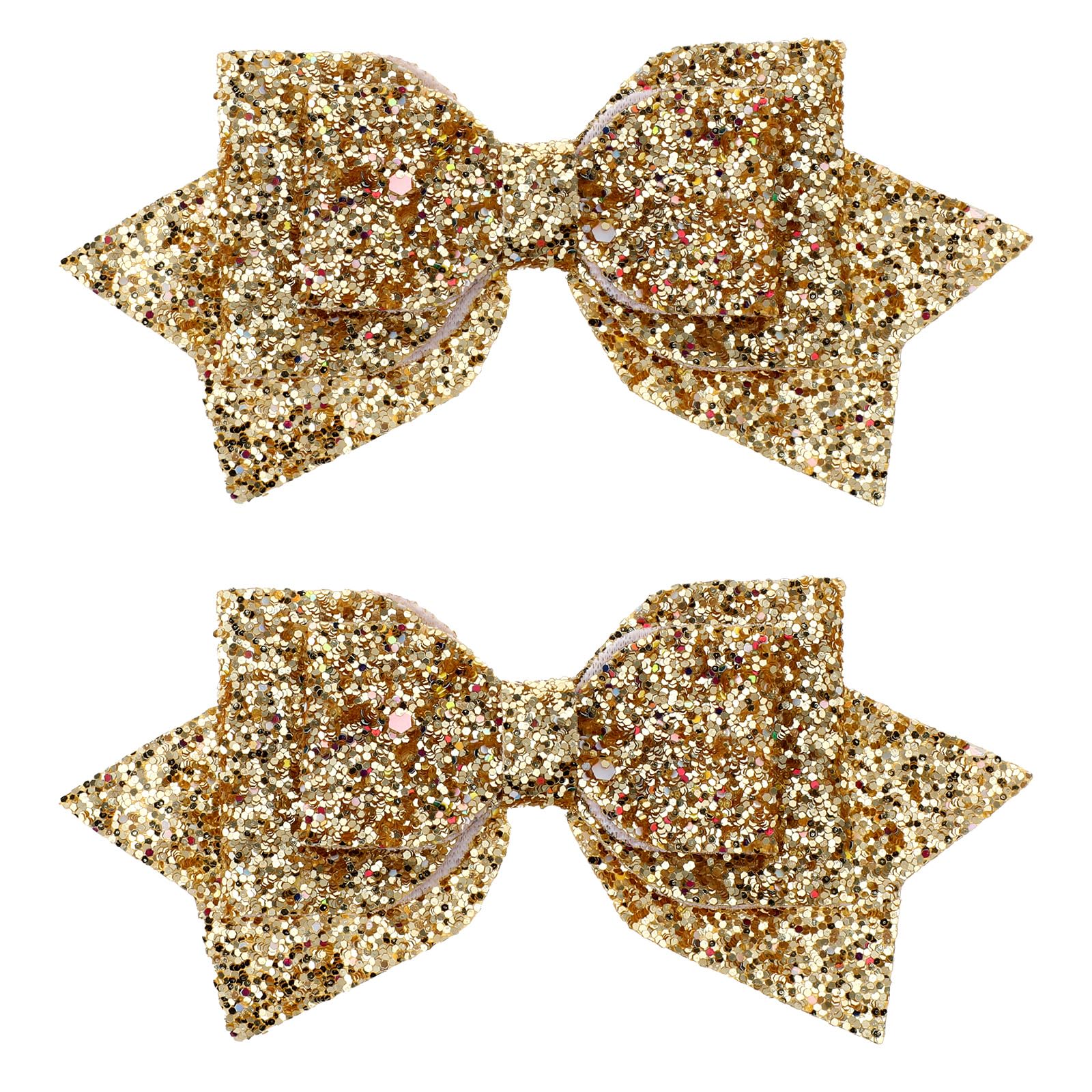 Amazon.com : Sparkling Hair Bows 2 PCS Shiny Gold Hair Clips Glitter ...