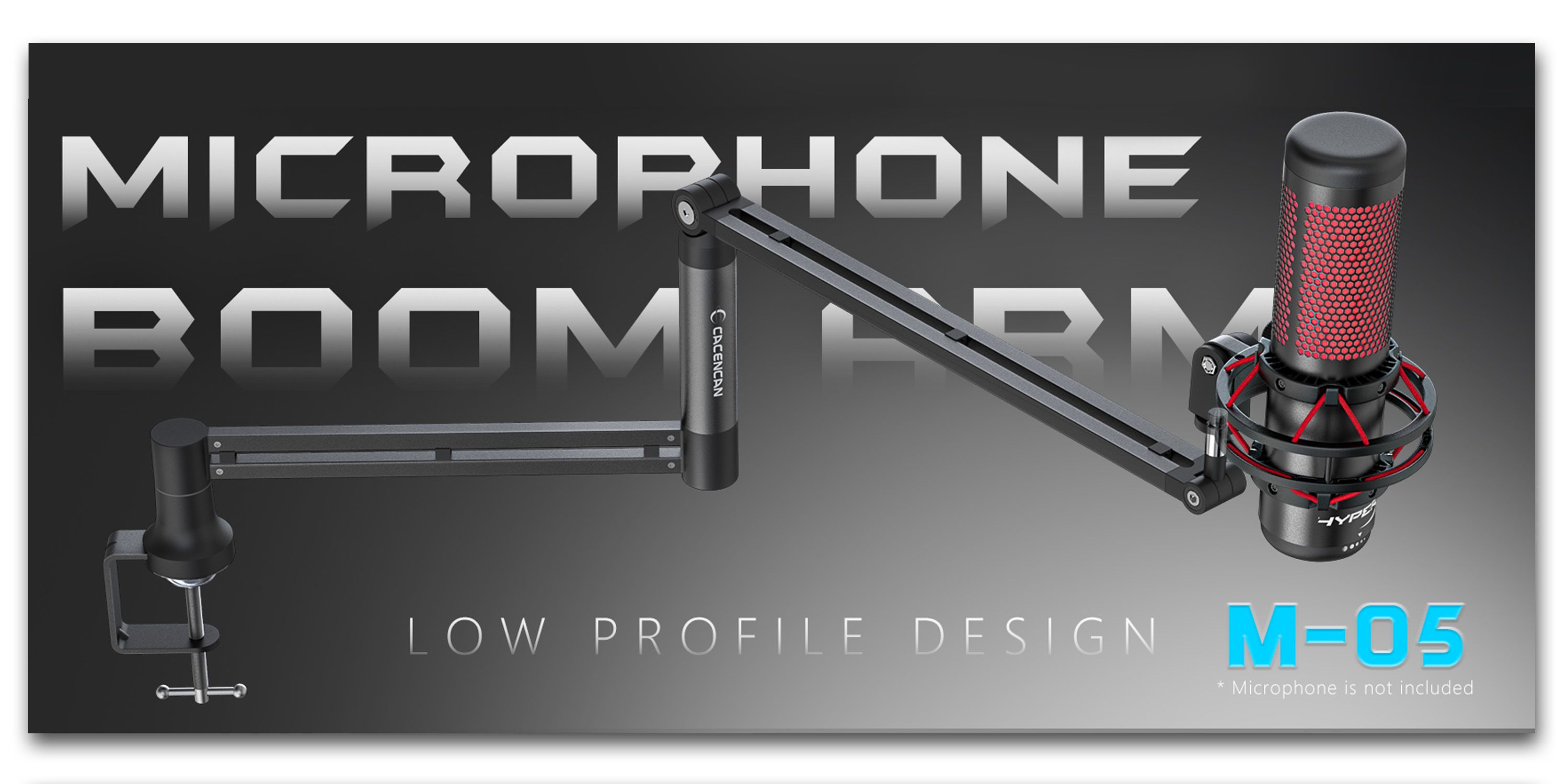 Mic Boom Arm Aluminum For Desk – 3-Section Adjustable, Cable Management ...