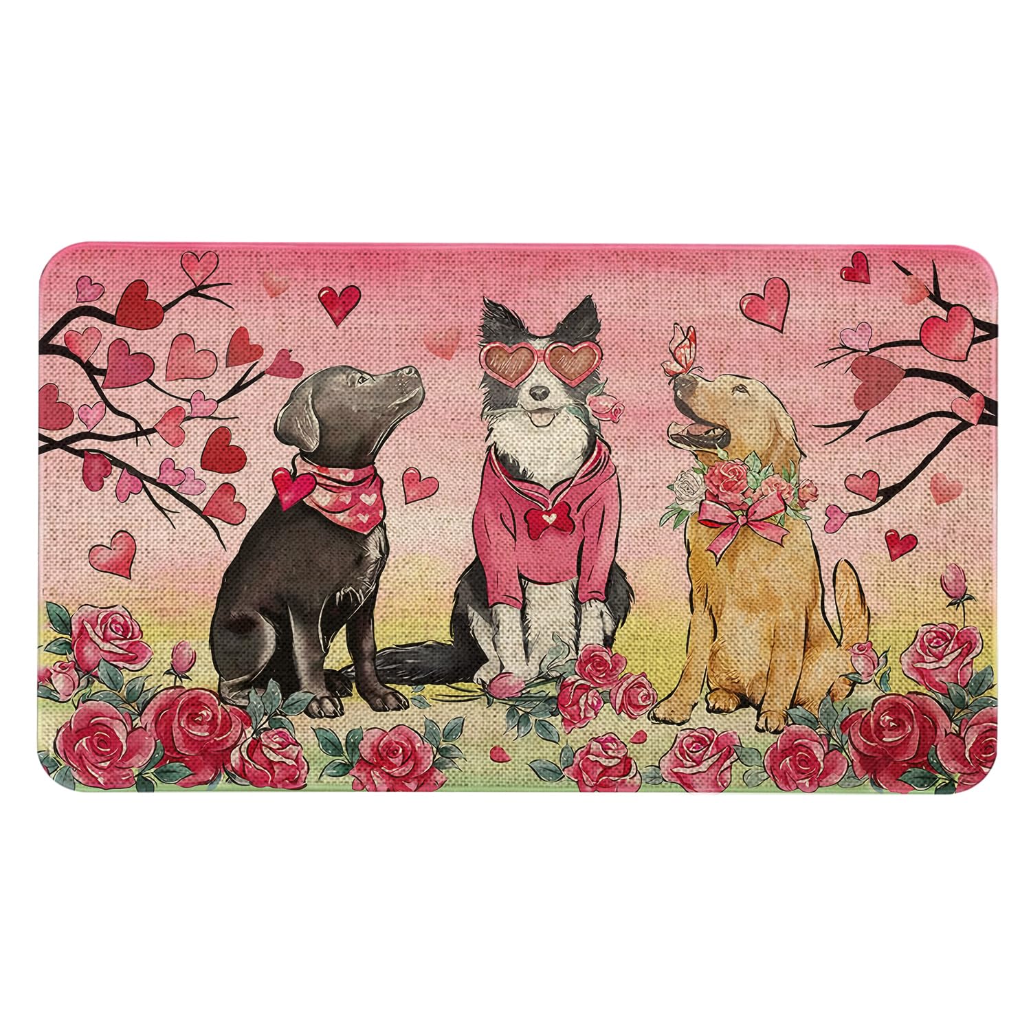 Amazon.com: Kuyuayee Valentines Day Dog Welcome Door Mat 30x17 Inch ...