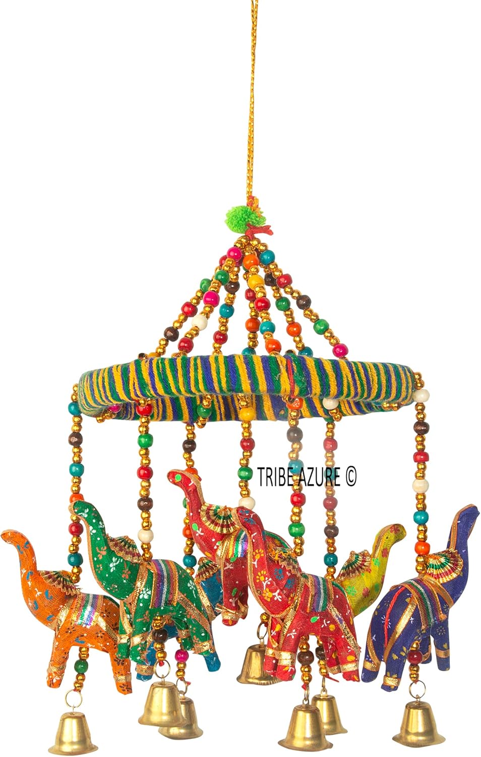 Amazon.com: Tribe Azure Fair Trade Elephant Boho Wall Decor Bell ...