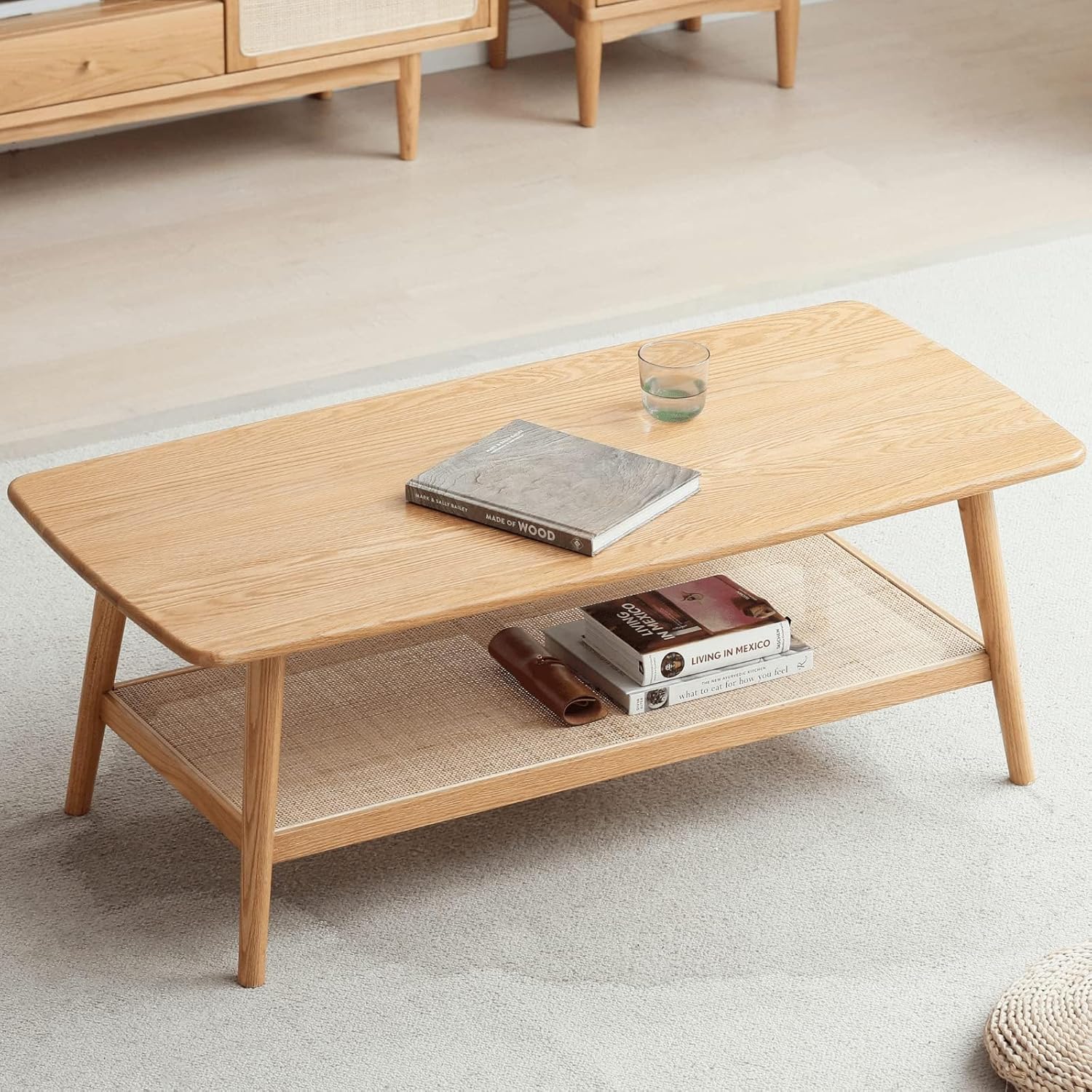 Amazon.com: Fancyarn Rattan Coffee Table, 100 Percent FAS Solid Oak ...