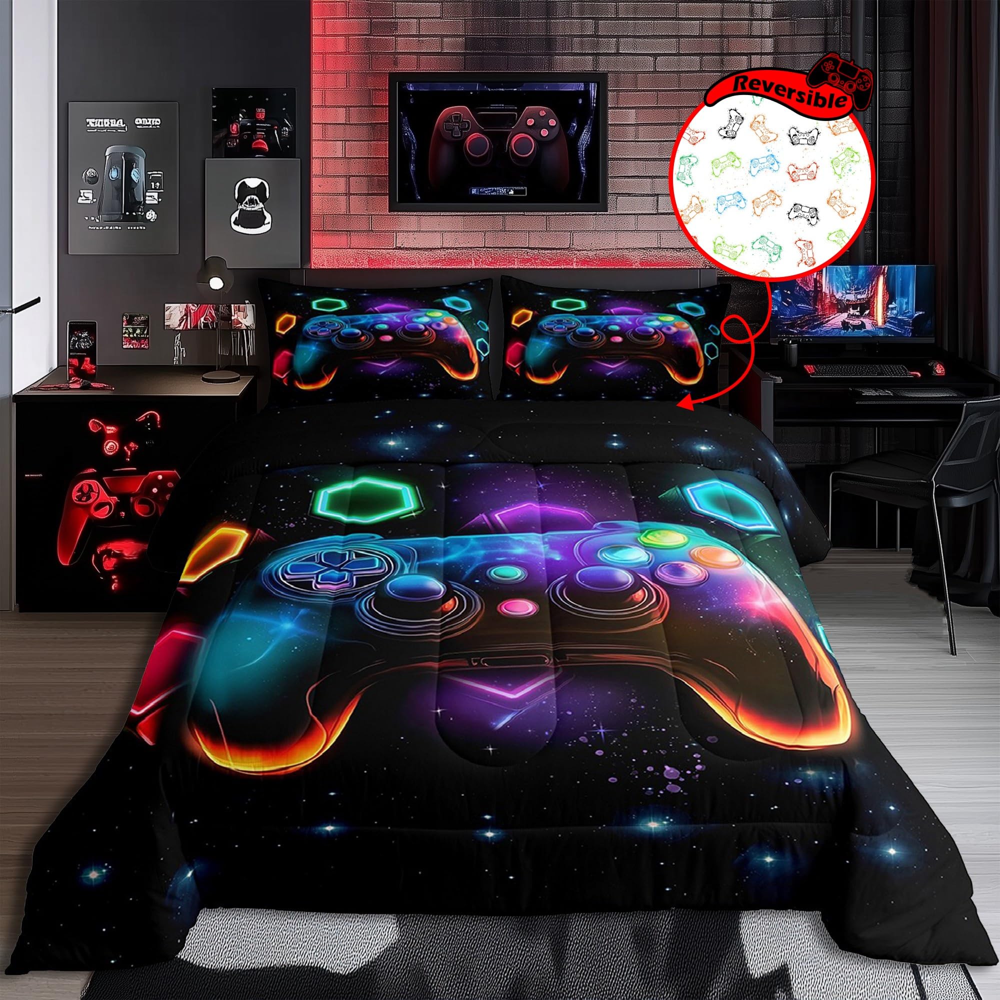 Amazon.com: Erosebridal Game Consoles Boys Comforter Sets Twin Gamer ...
