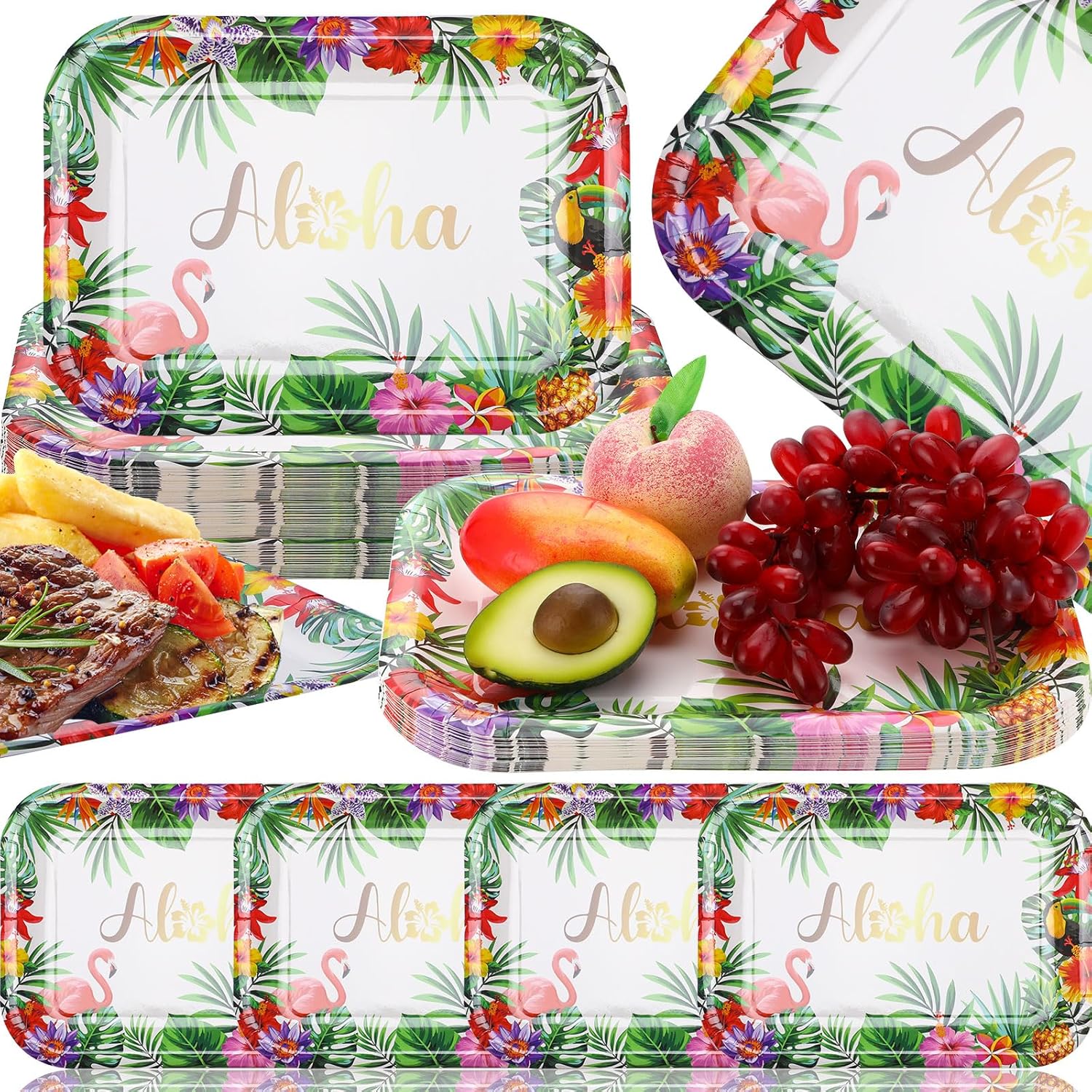 Amazon.com: Ziliny 24 Pcs Hawaiian Luau Party Supplies Aloha Tropical ...