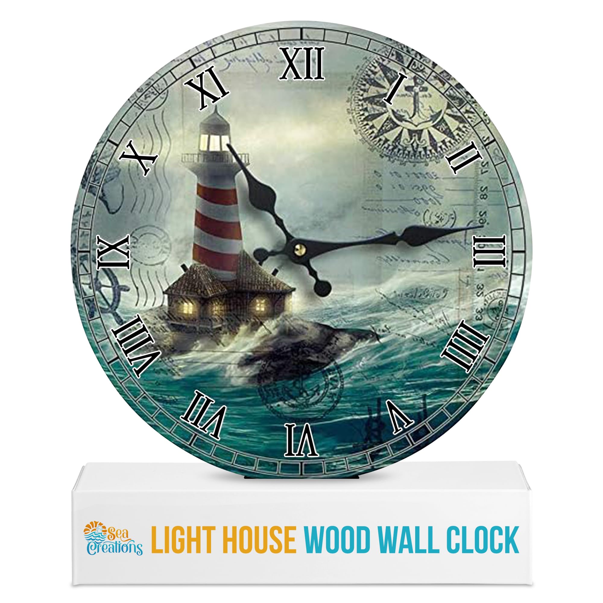Amazon.com: Sea Creations Wooden Wall Clock - Coastal, Nautical, and ...