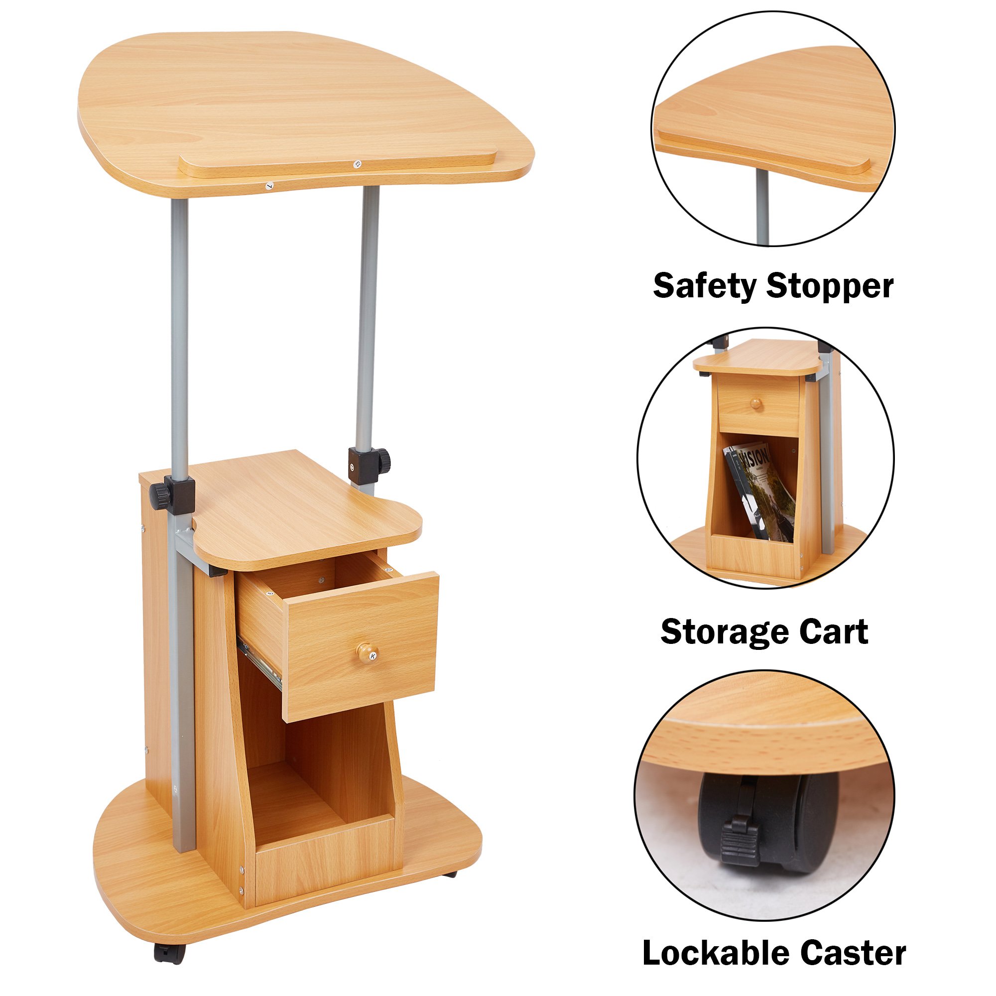 LUCKYERMORE Mobile Laptop Stand Rolling Presentation Cart Lectern ...