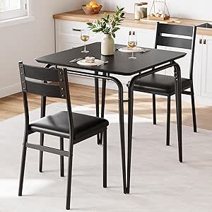 Amazon.com - IDEALHOUSE Black Dining Table for 2-Small Square Kitchen ...