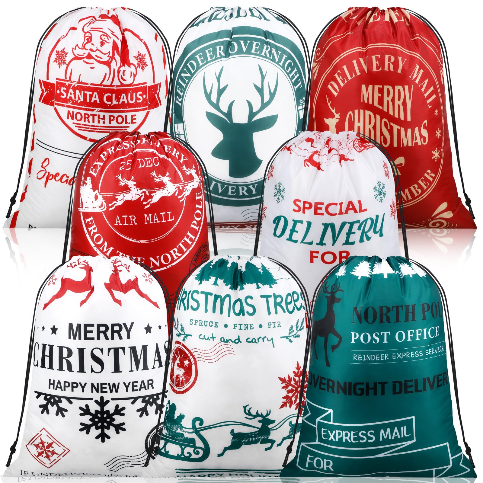 Amazon.com: Abbylike 8 Pcs Large Christmas Santa Gift Bags, Jumbo Santa ...