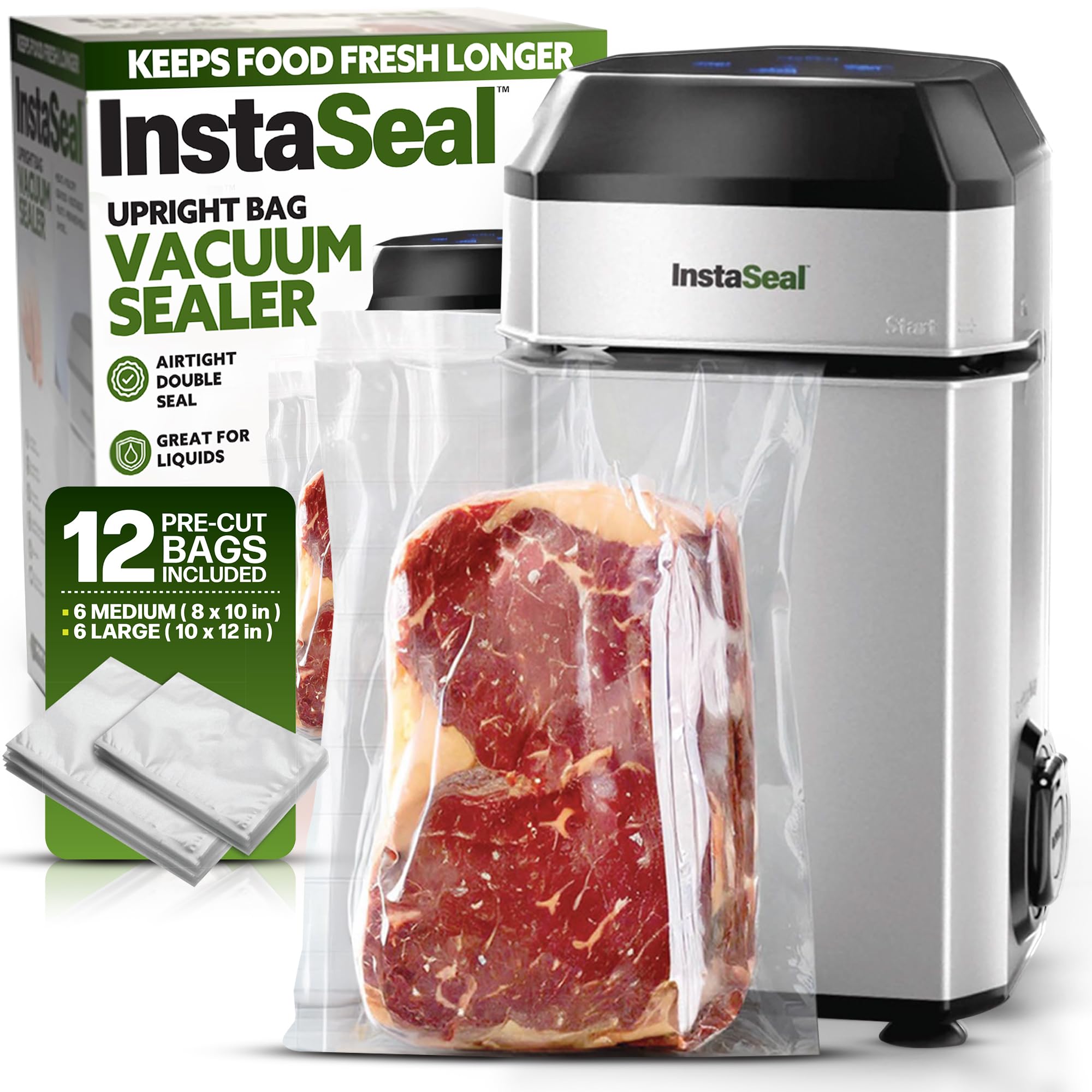 Amazon.com: InstaSeal Food Vacuum Sealer Machine with 12 Bags, Patented ...