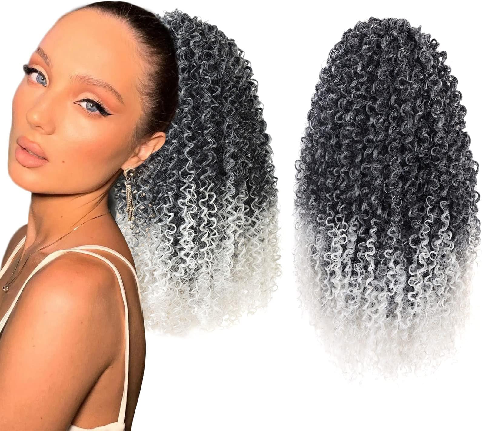 Amazon.com : LACE PLUS Drawstring Ponytail Extensions - Kinky Curly 16 ...