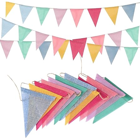 Amazon.com: 42 Pieces Multicolor Pennant Banner Bunting Triangle ...
