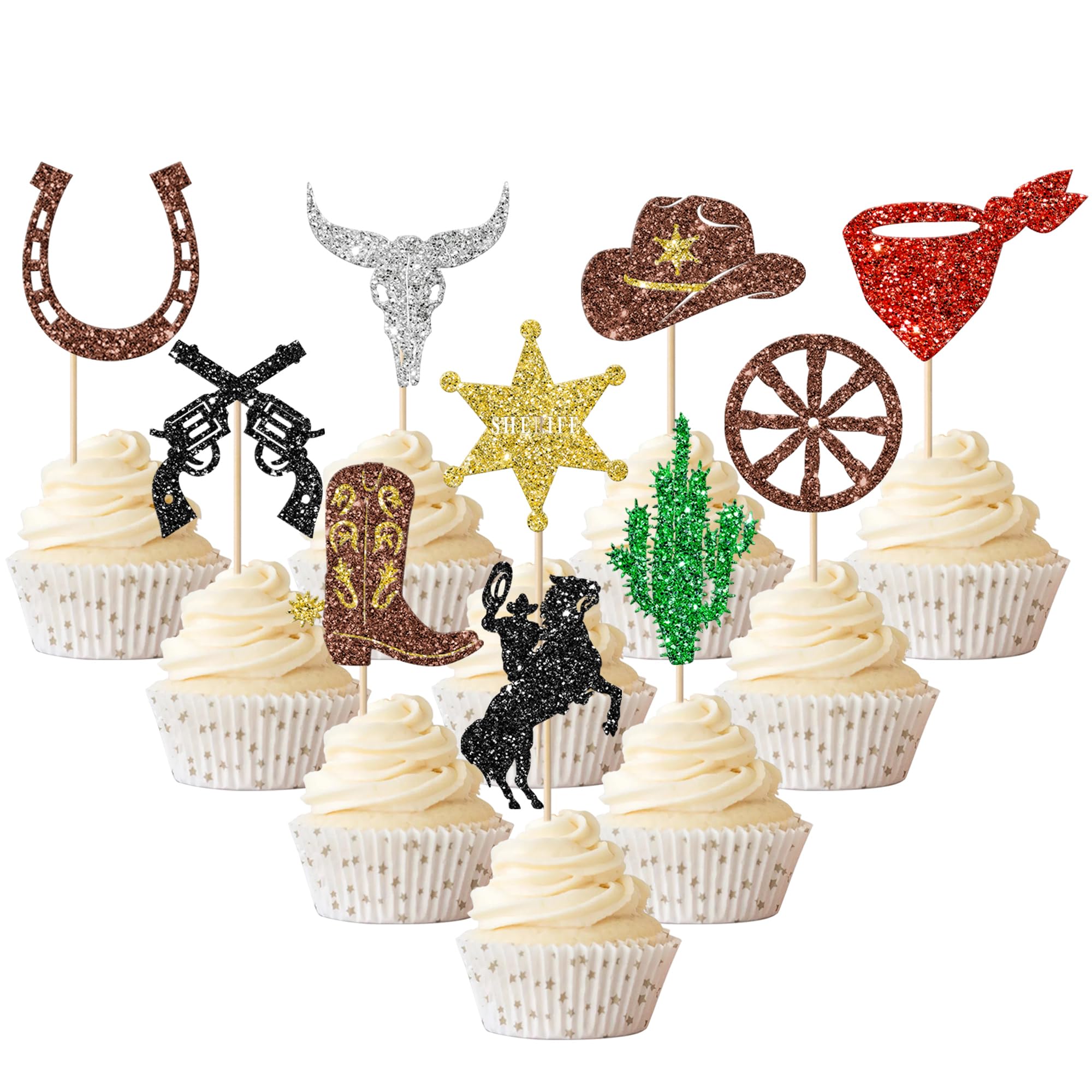 Baby Shower Cupcake Picks 24 Pack Cowboy Cupcake Toppers - Western ...