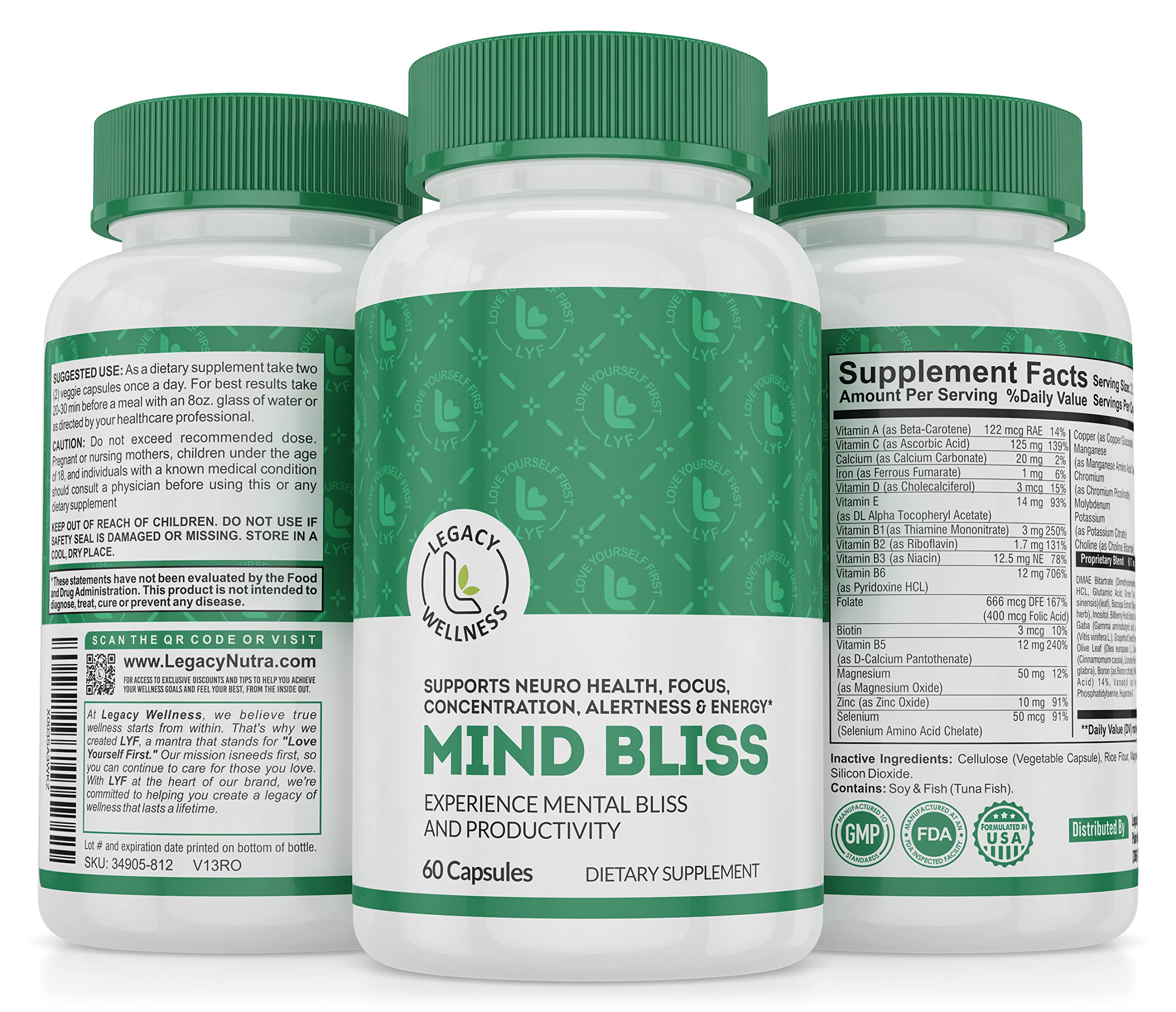 Amazon.com: LegacyNutra Mind Bliss Brain Supplement: 40-Ingredient ...