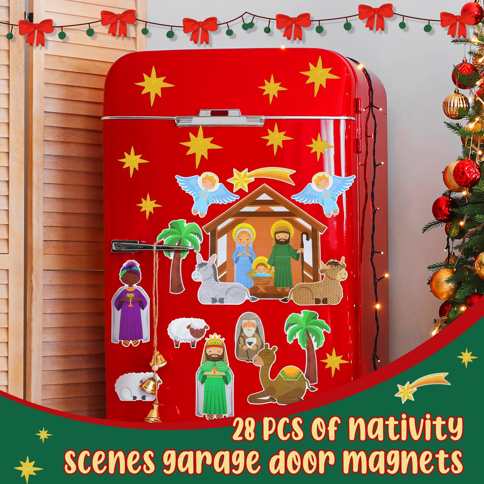 Snapklik.com : 28 Pcs Christmas Refrigerator Magnets Nativity Garage ...
