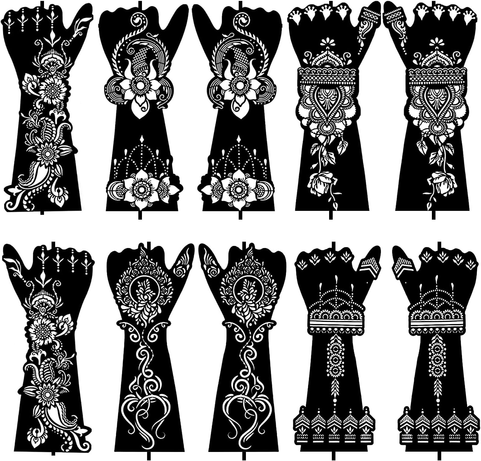 Amazon.com: PADOUN 18 Sheets Henna Tattoo Stencils Kits, 10-Sheet Henna ...