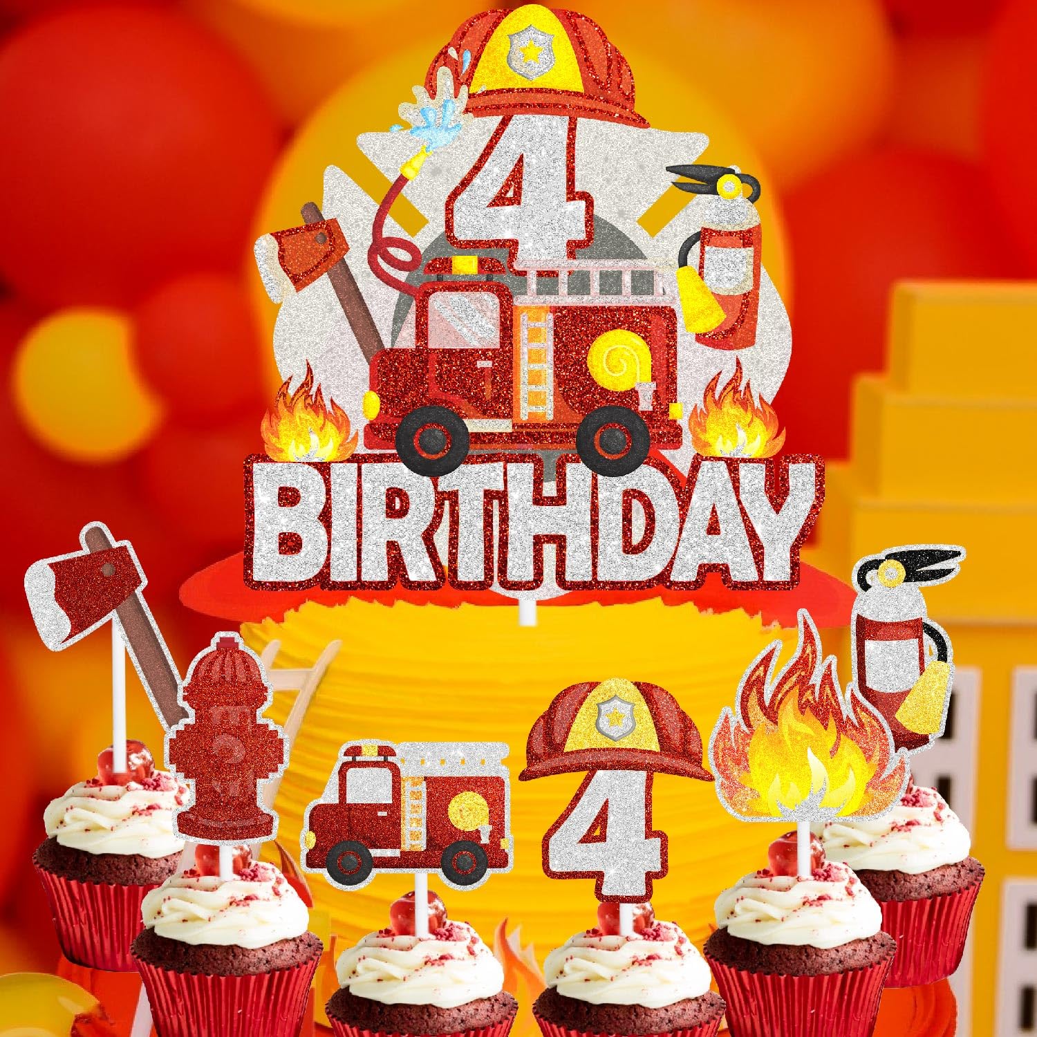 Female Firefighter Cake Toppers Fireman Cake Topper, Girl Baby Fireman