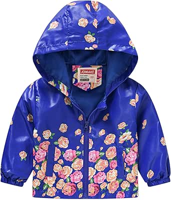 Amazon.com: Toddler Girls Boys Flower Print Zip Hooded Jacket Kids Trench Rain Jacket Outerwear ...