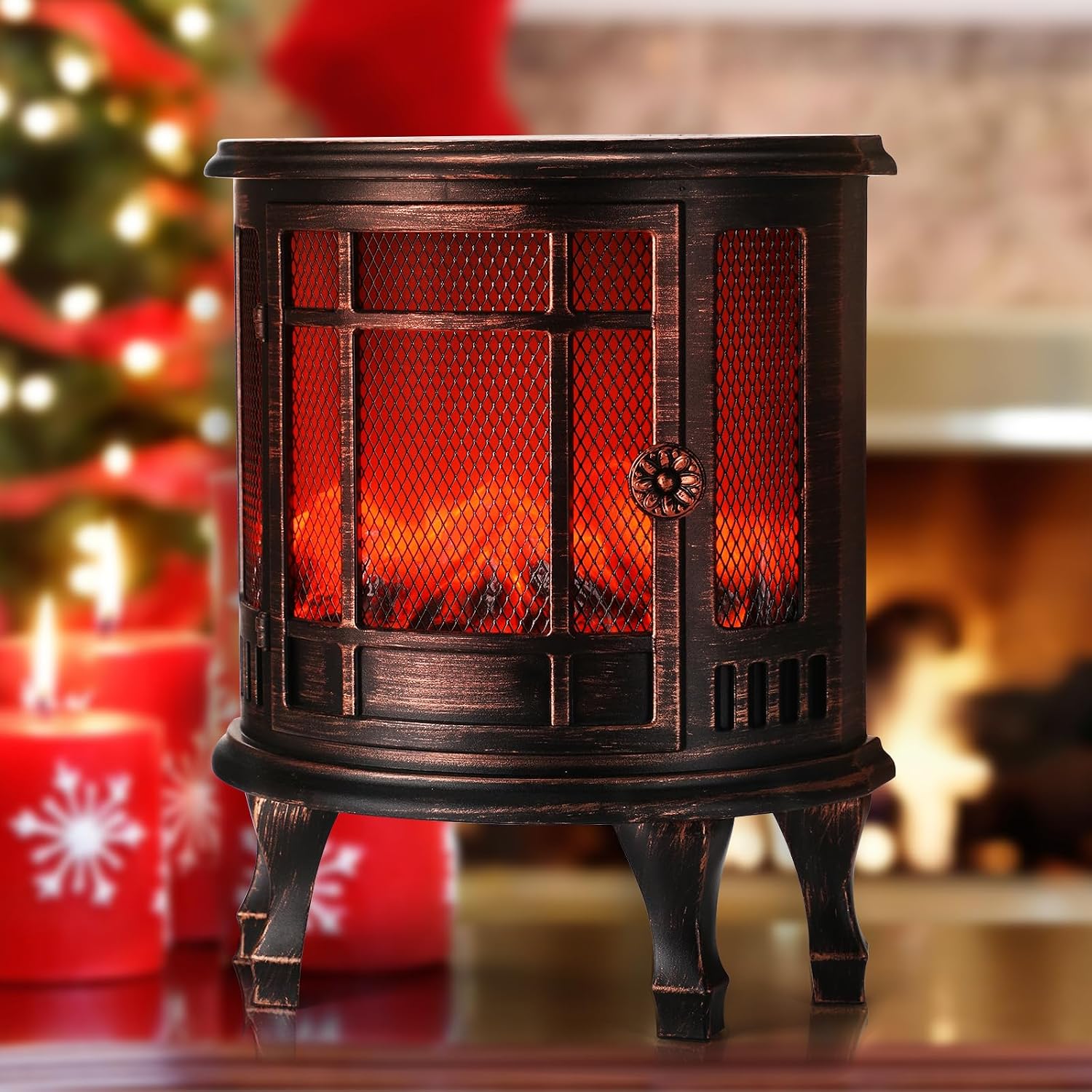 LED Fake Fireplace, Vintage Black Decorative Lanterns for Living Room ...