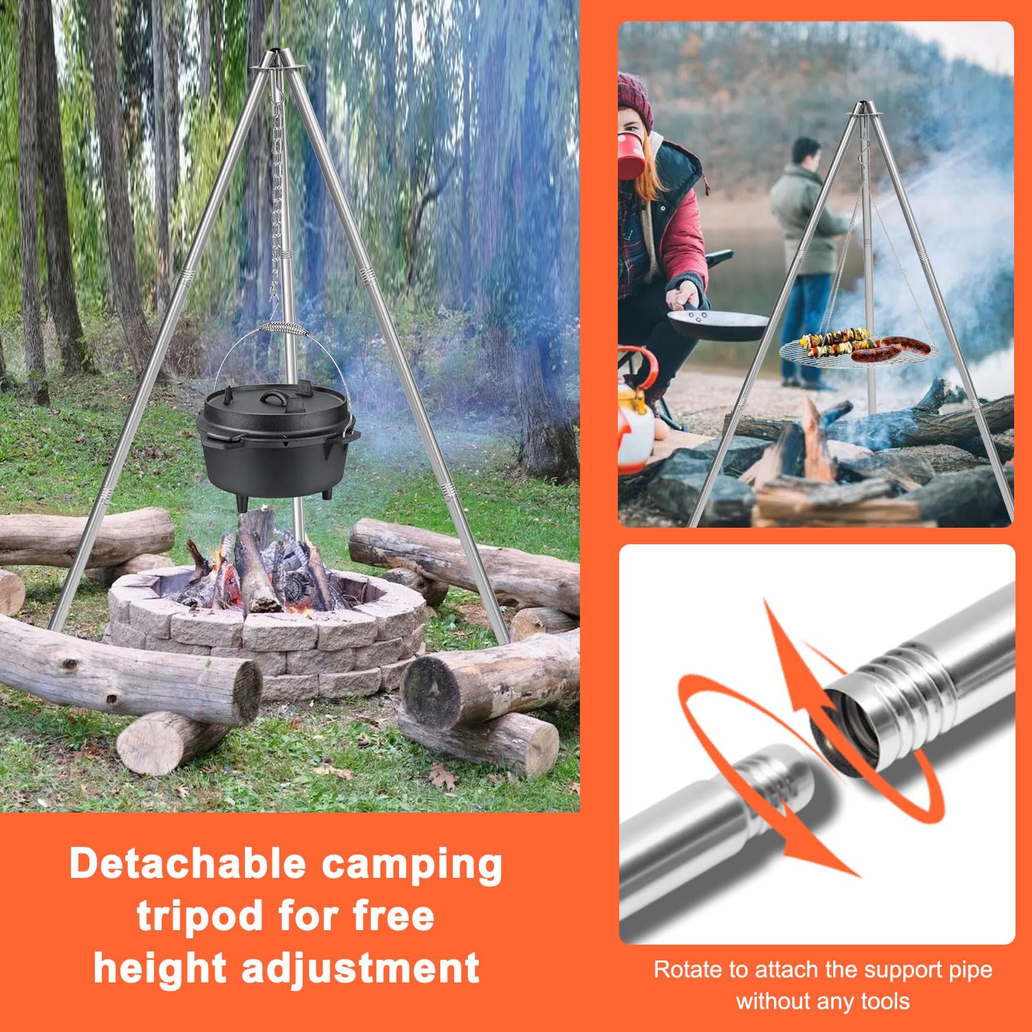 Snapklik.com : HaSteeL Camping Tripod For Outdoor, Adjustable Portable ...