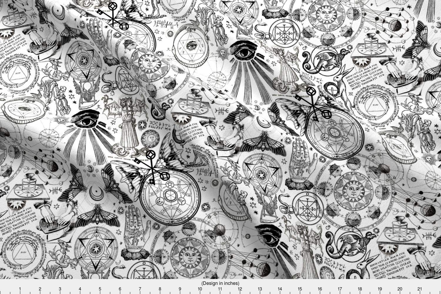 Buy Occult Fabric - Occult Gothic Black and White Sun Moon Alchemy ...