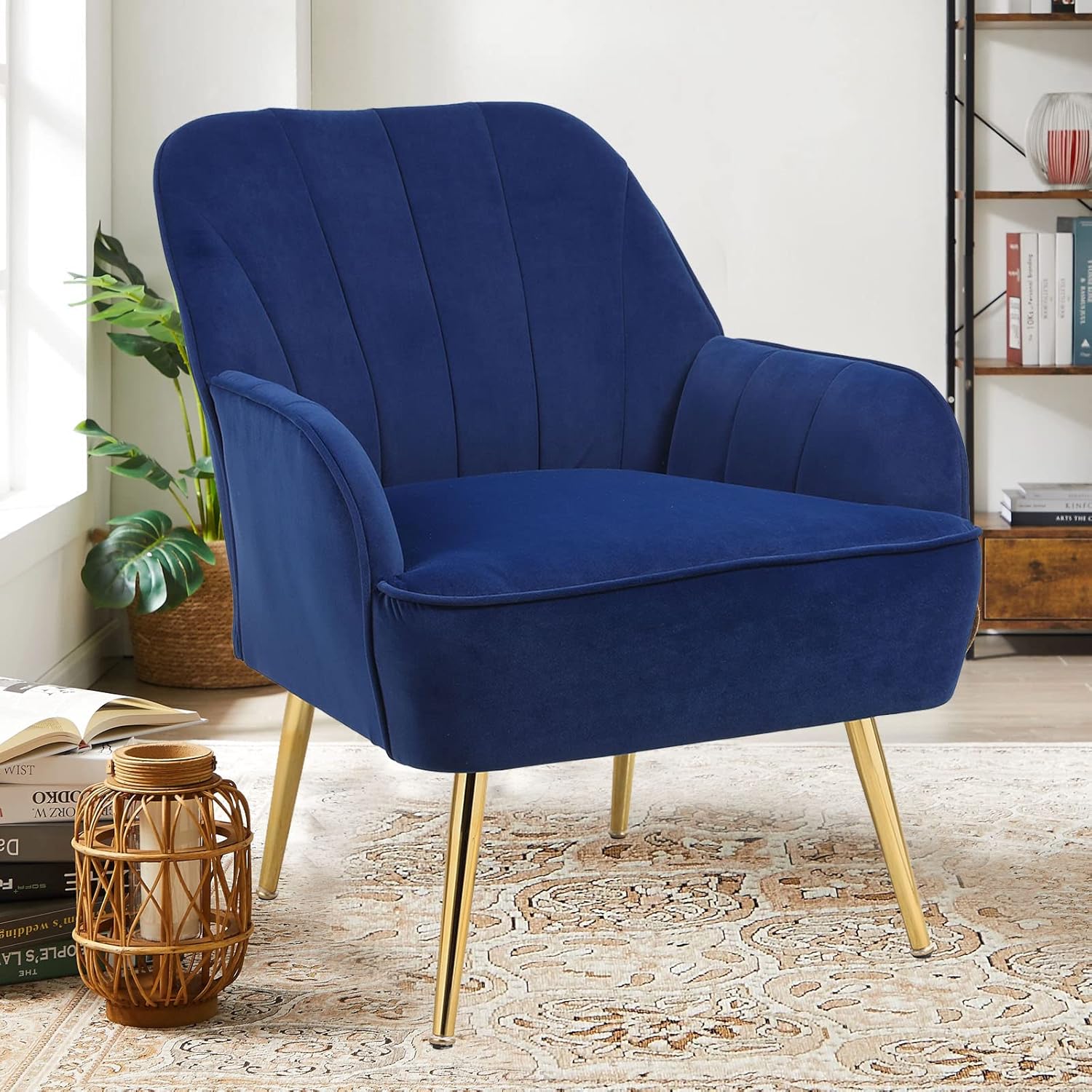 Amazon.com: Goujxcy Accent Chair, Velet Upholstered Armchair, Tufted ...