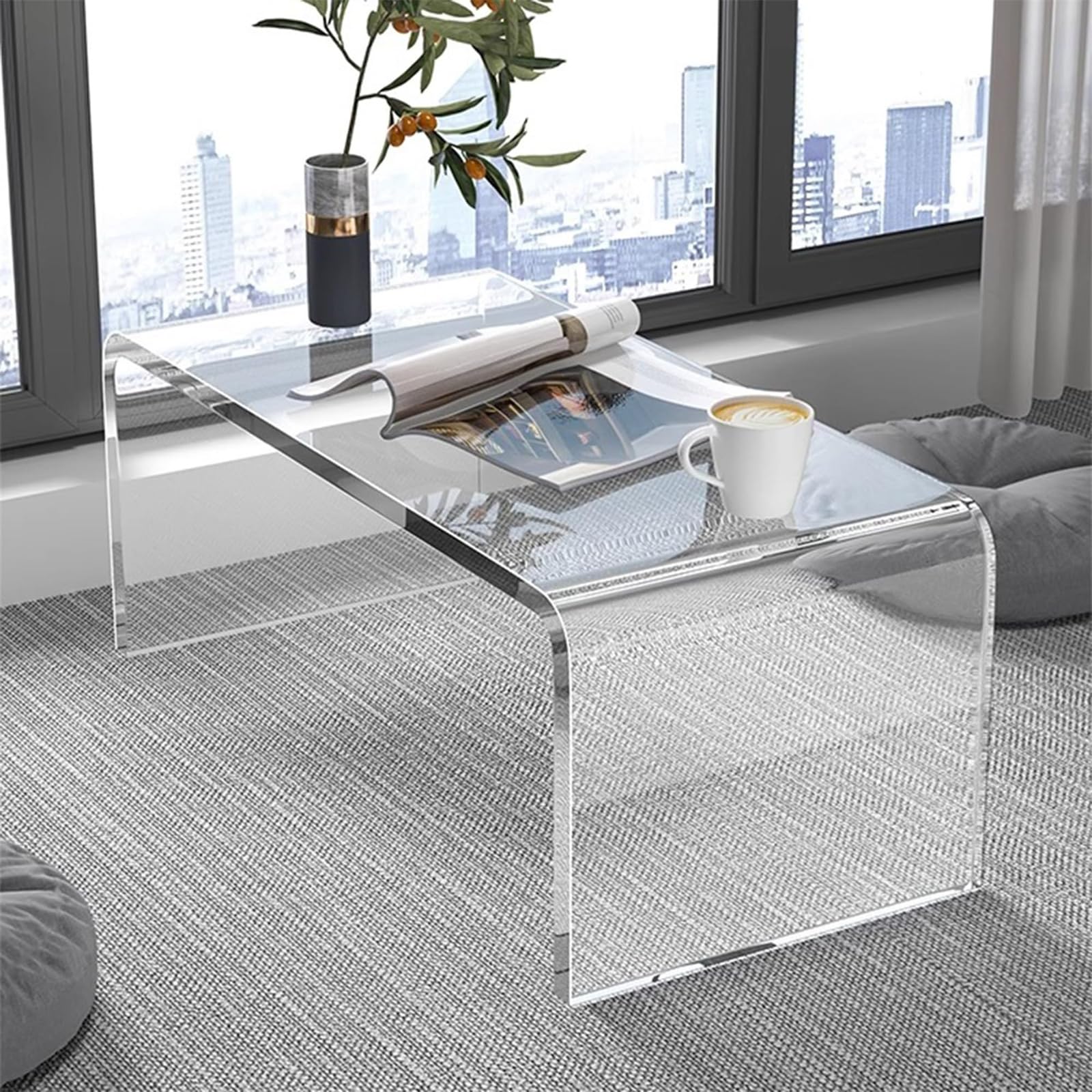 Amazon.com: Acrylic C-Shape End Table, Small Clear Side Table, Modern ...