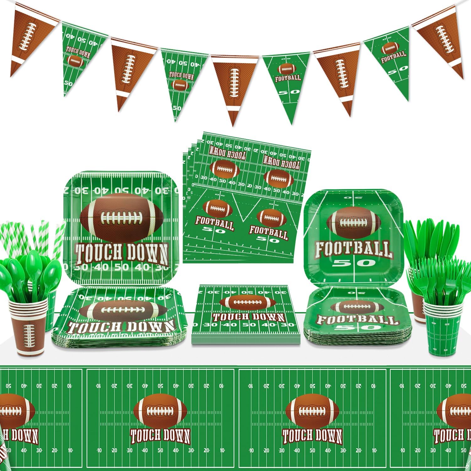 Amazon.com: Football Theme Party Supplies - Includes Football Banner ...