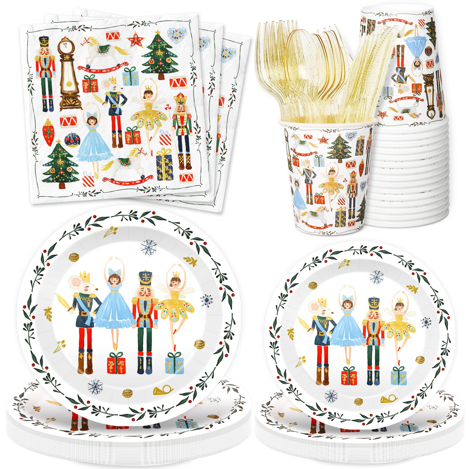 Amazon.com: JarThenaAMCS 175Pcs Christmas Party Supplies Kit Watercolor ...