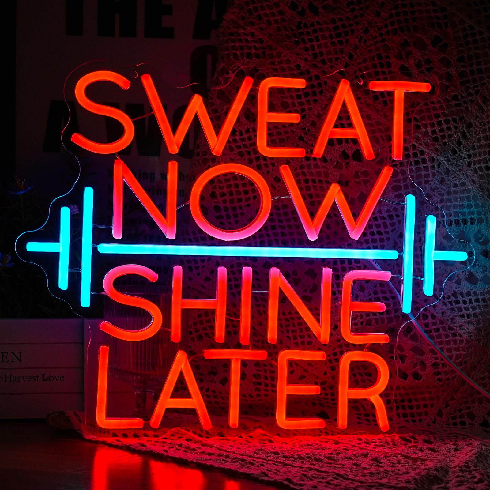 Snapklik.com : Sweat Now Shine Later Neon Sign, Neon Sign For Wall ...