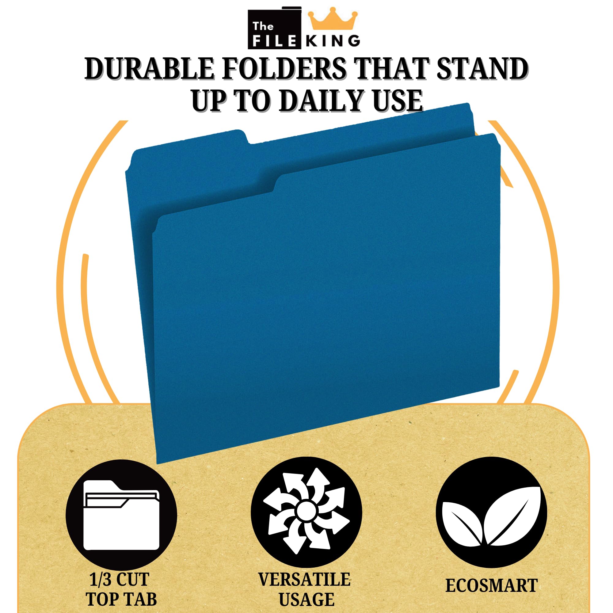 Snapklik.com : 1/3 Cut Blue File Folders Letter Size - 100 Pack Colored ...