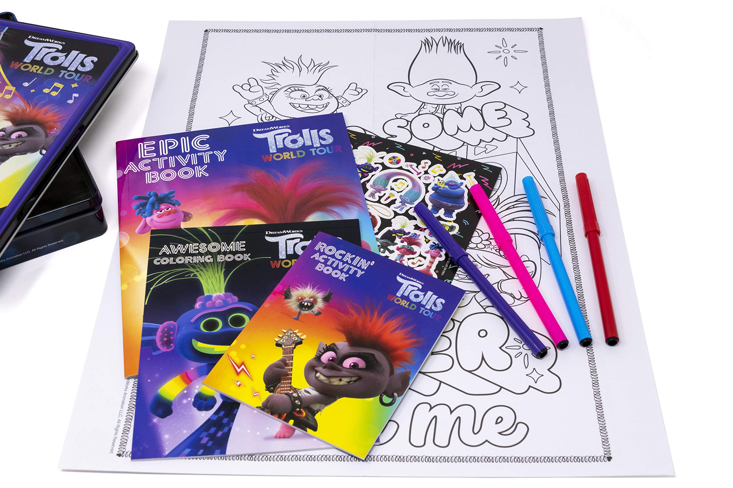 Buy Trolls DreamWorks World Tour Coloring and Activity Tin with Sticker ...