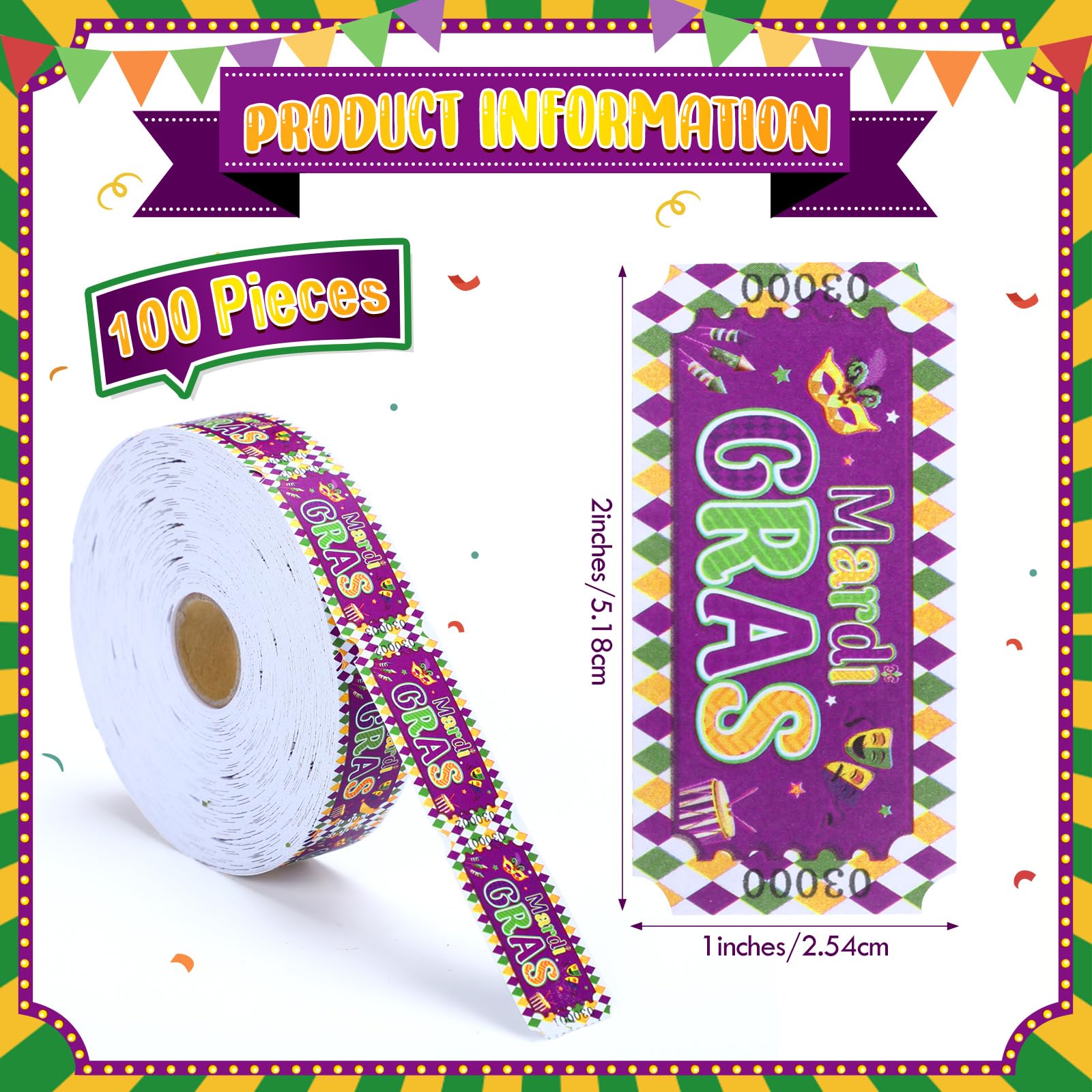 Snapklik.com : Cholemy 1000 Pcs Mardi Gras Party Favors Carnival Raffle ...