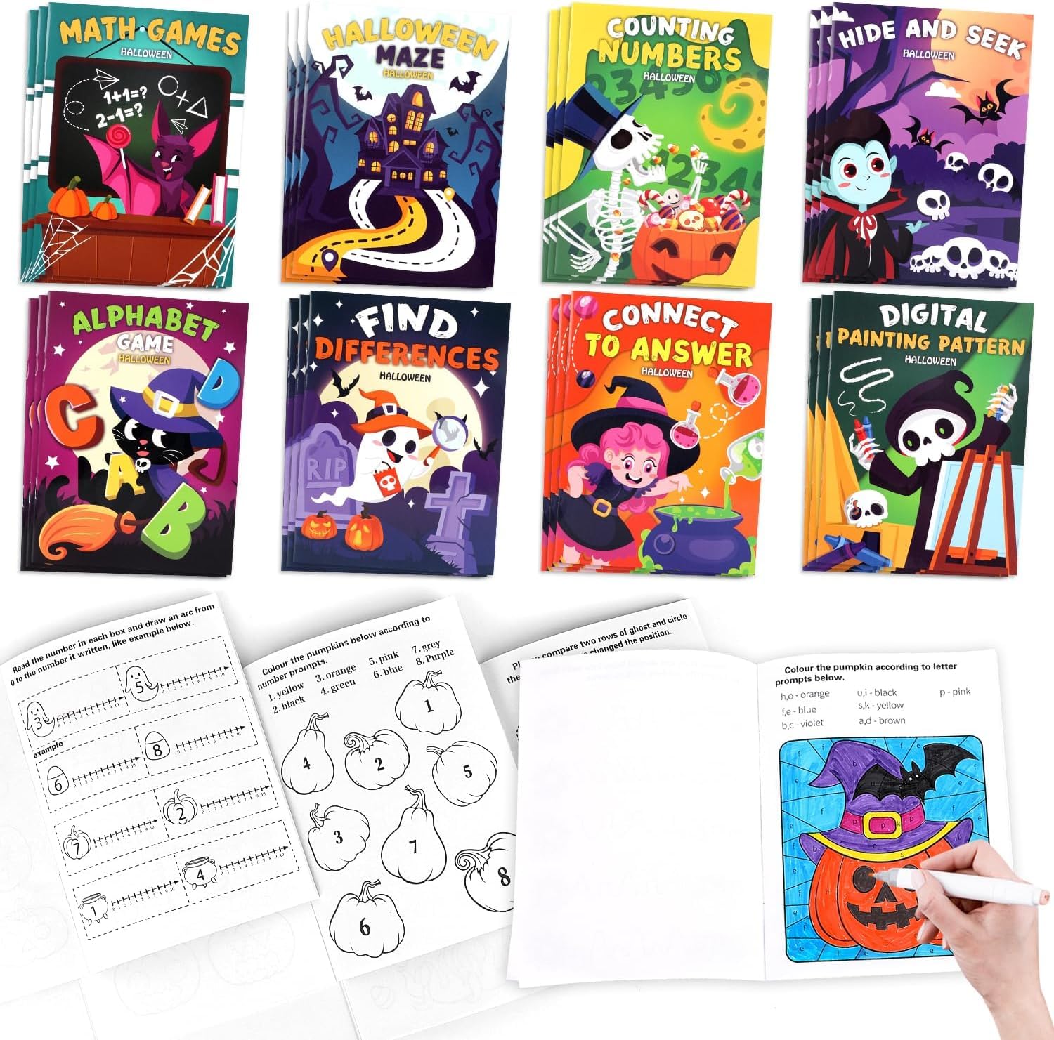 Snapklik.com : 32pcs Halloween Coloring Books, Mini Coloring Booklets ...