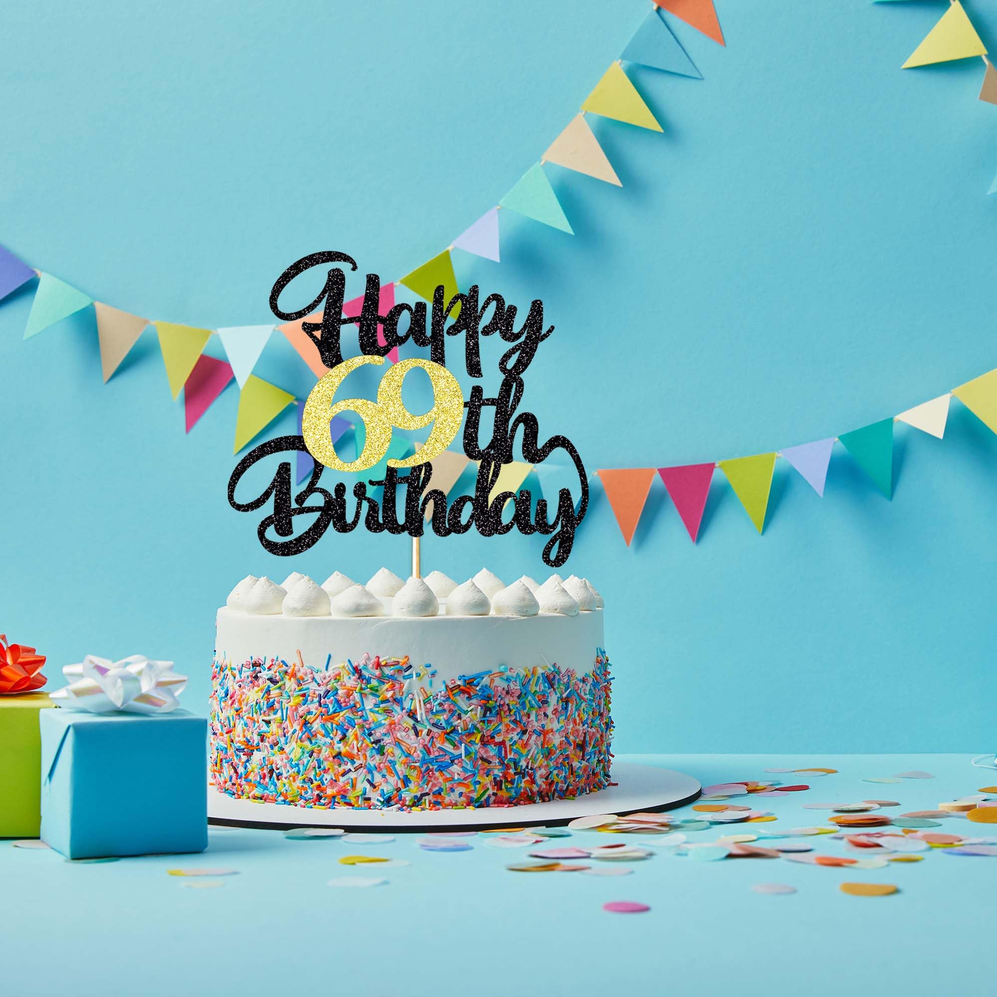 Snapklik.com : 69th Happy Birthday Cake Topper Happy Birthday Cake ...