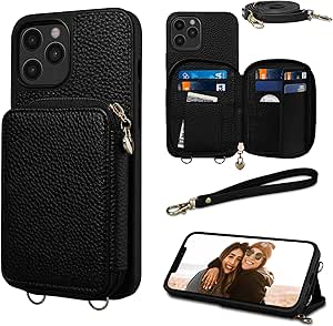 Amazon.com: Keallce Case for iPhone 12 Pro Max 6.7'' Case Wallet, Crossbody Zipper Purse with ...