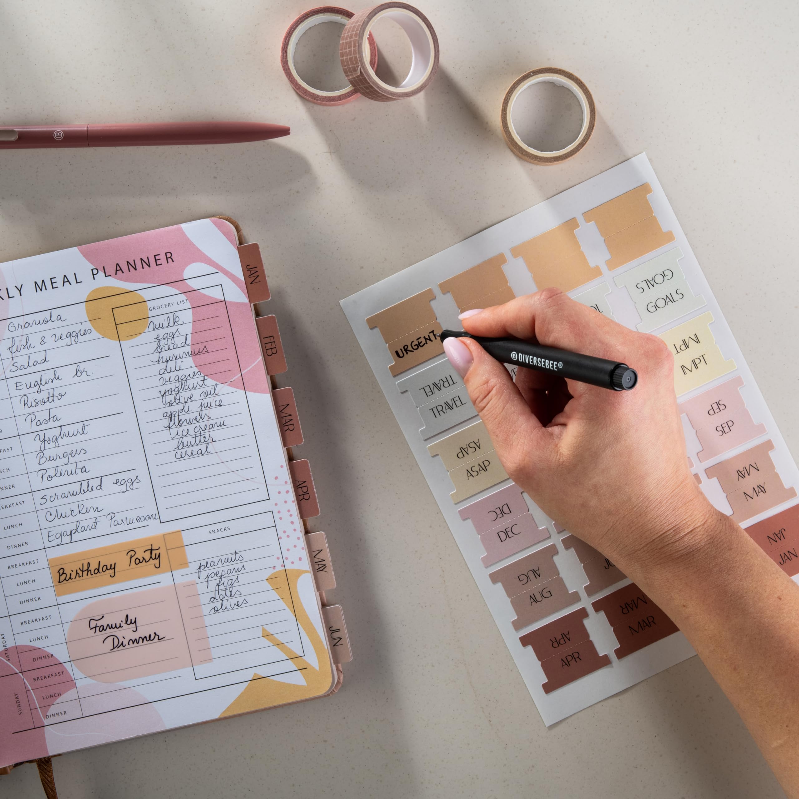Snapklik.com : DiverseBee Laminated Planner Monthly Tabs, 24 Peel And ...