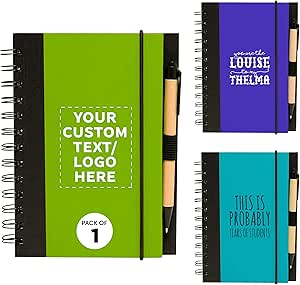 Amazon.com : DISCOUNT PROMOS Custom Eco Block Notebooks with Pens Set ...
